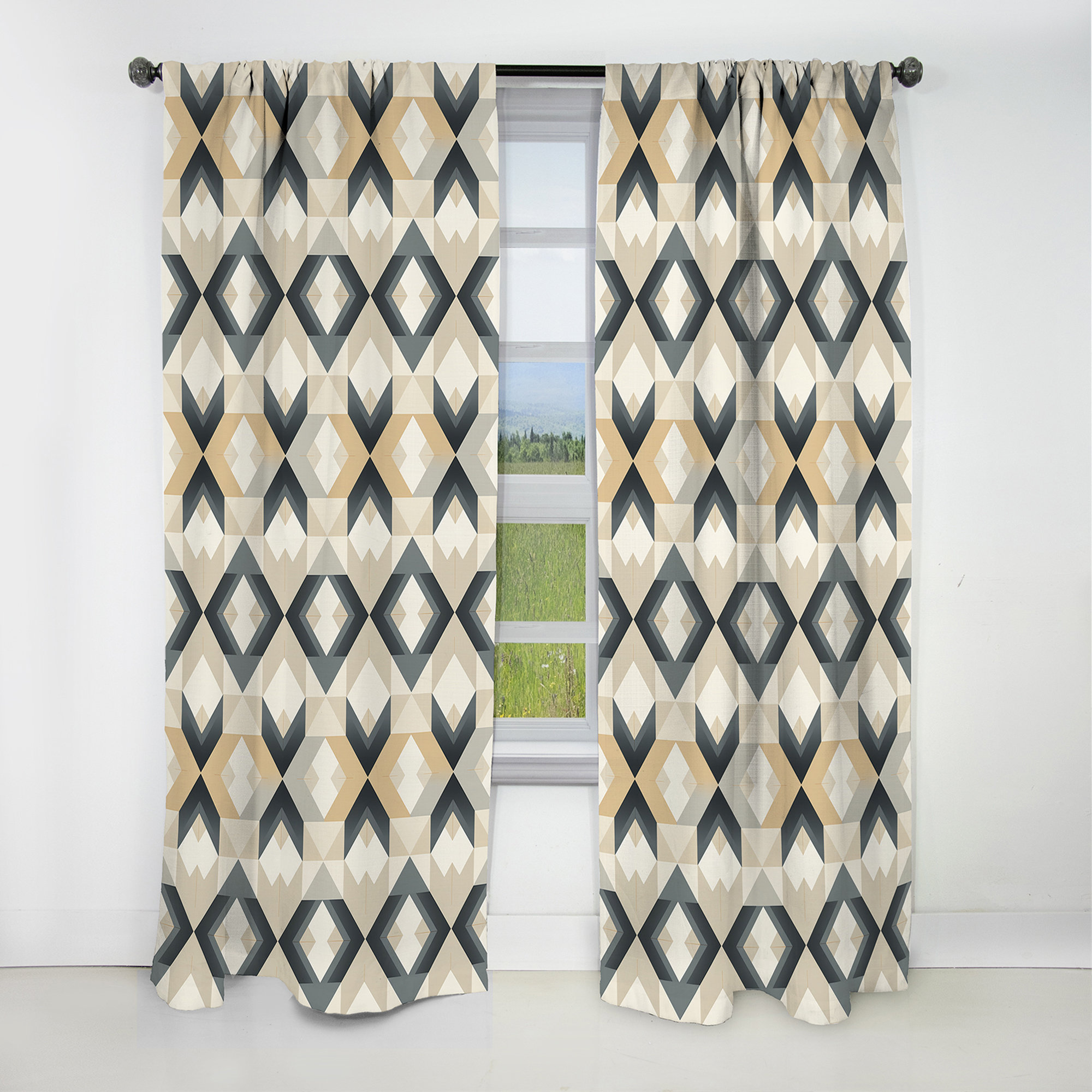 Design Art Minimalist Symmetry Boho Pattern - Abstract Curtain ...