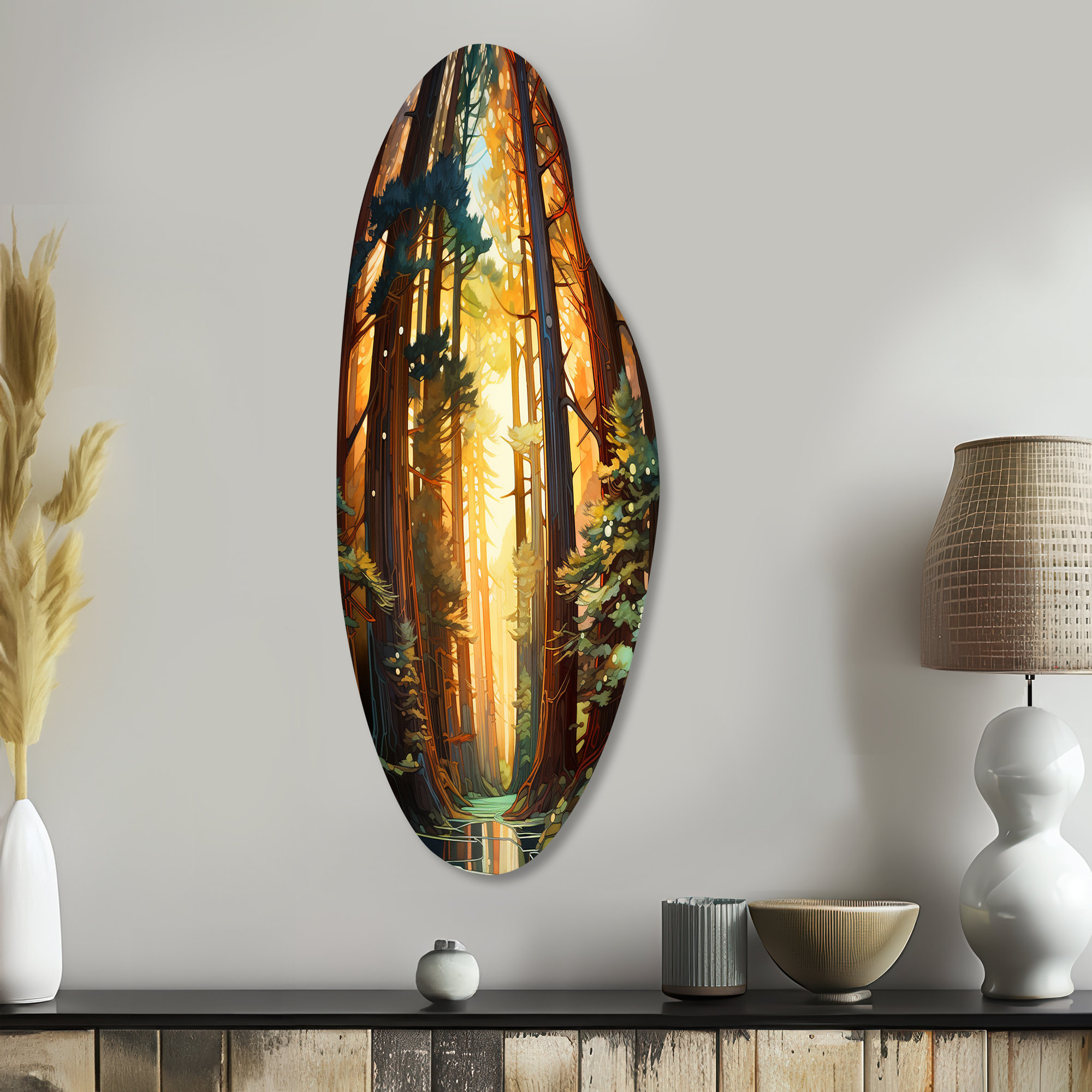 Design Art Redwood Shimmering Tree Heights I - Tree Redwood Curved ...