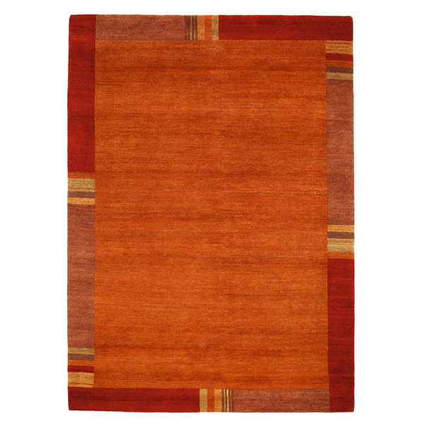 Ebern Designs Hand-Knotted Wool Orange Rug | Wayfair.ie