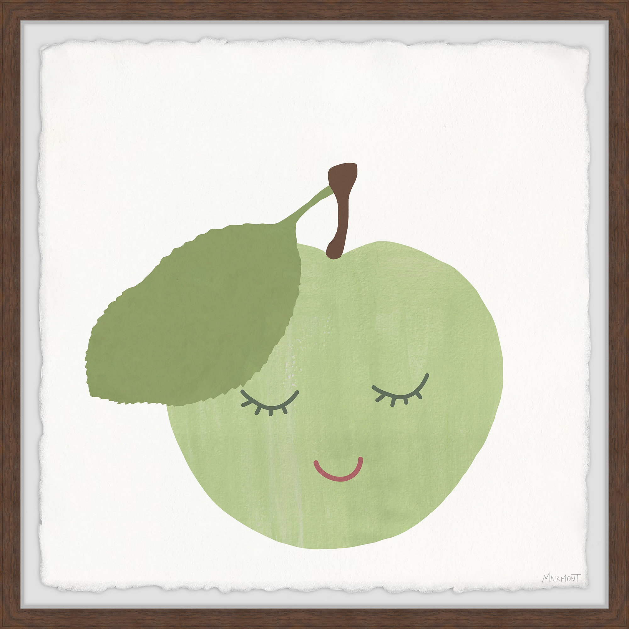 Zoomie Kids Bergstrom Sleepy Green Apple Framed Print | Wayfair