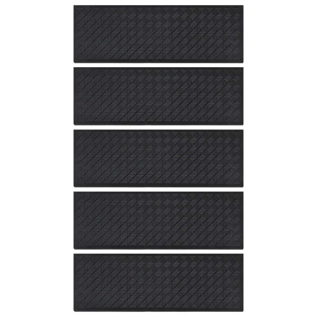 vidaXL Stair Tread Black Rubber 9.8x29.5 in Stair Tread Rectangular ...