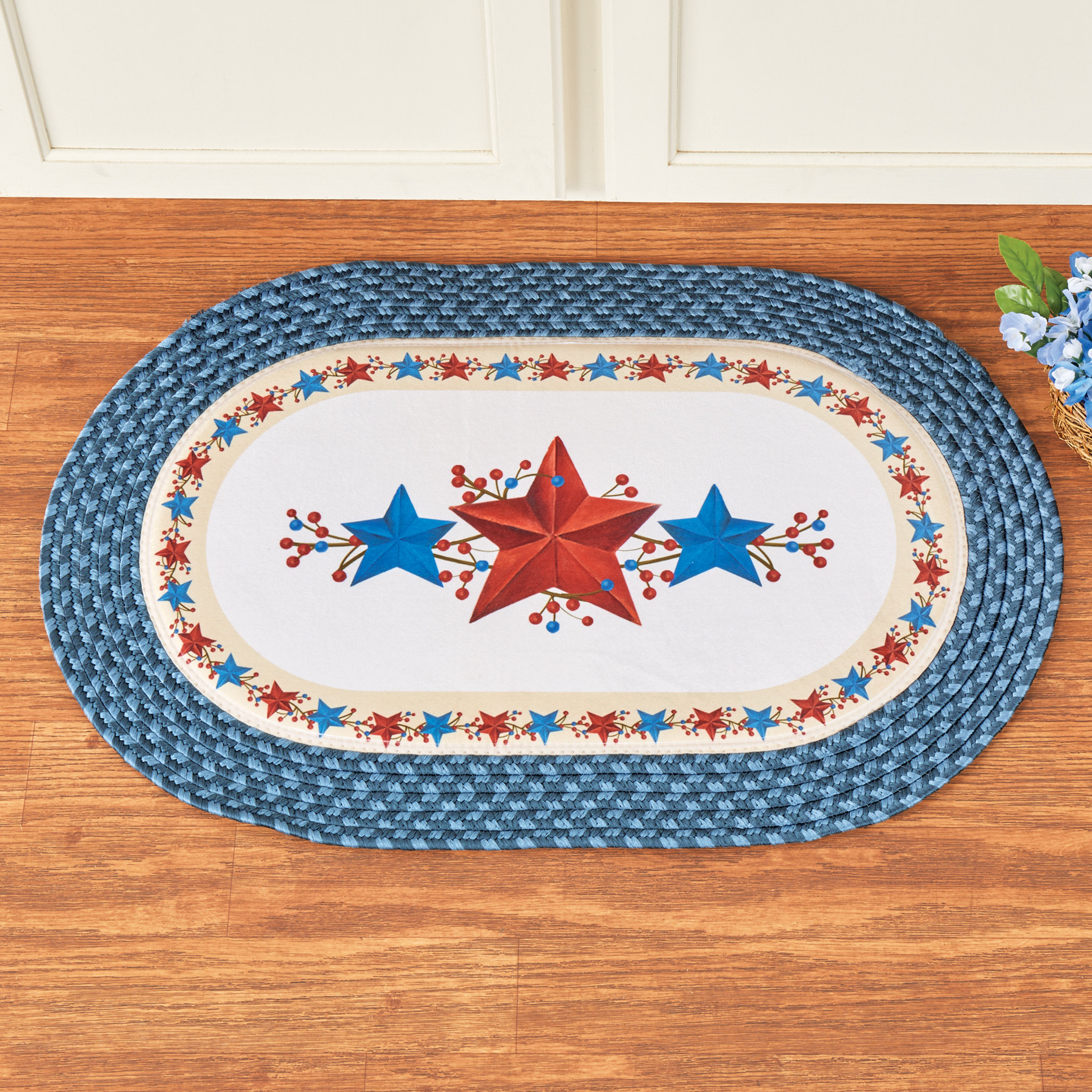 August Grove® Patriotic Americana Star Braided Accent Rug | Wayfair