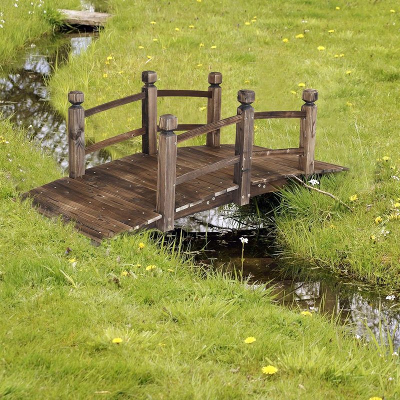 Loon Peak® 5FT Wooden Garden Bridge Arch Stained Finish Footbridge ...