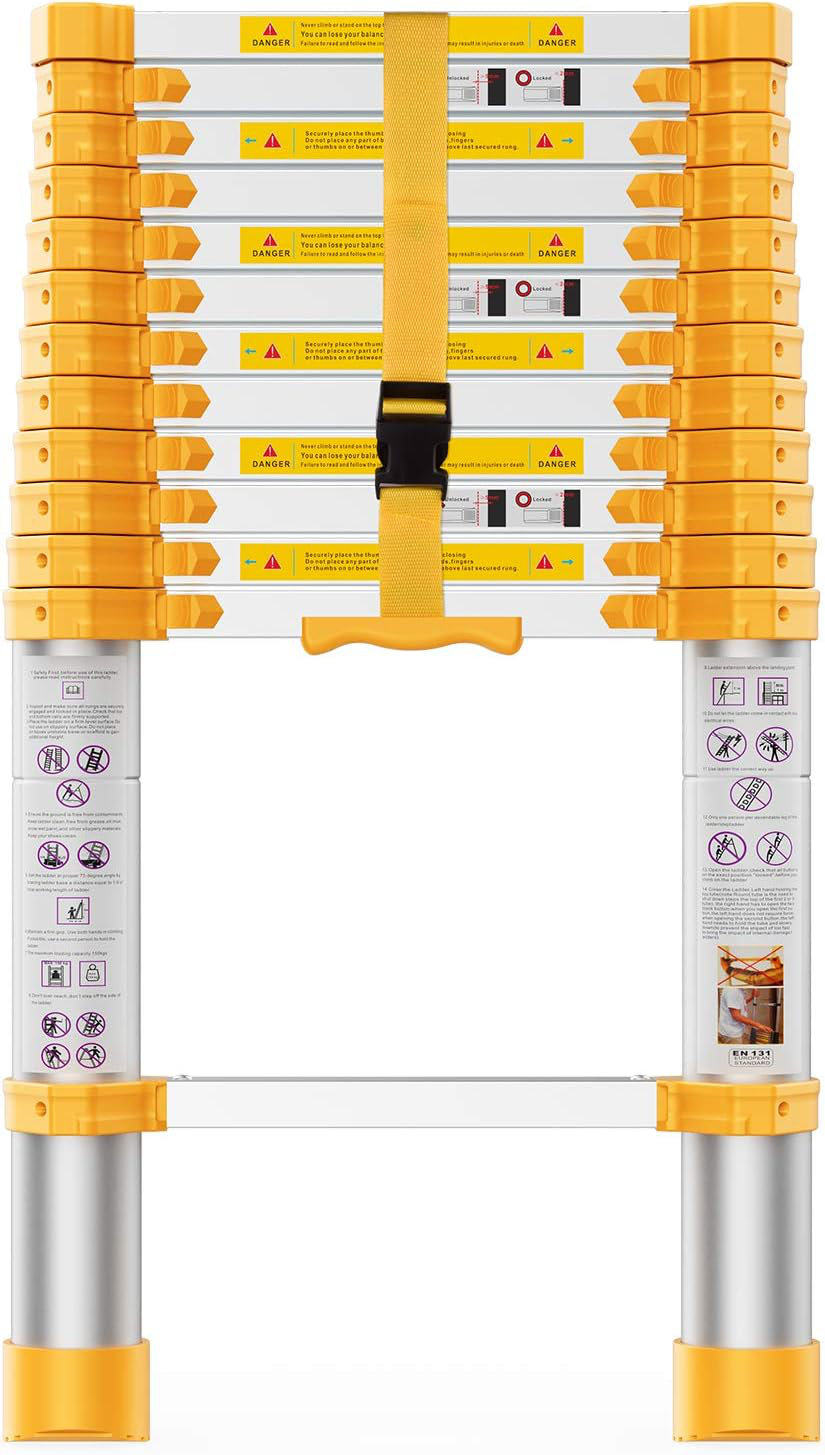 Latitude Run® Telescoping Extension Ladder 12.5FT Heavy Duty Upgrade ...