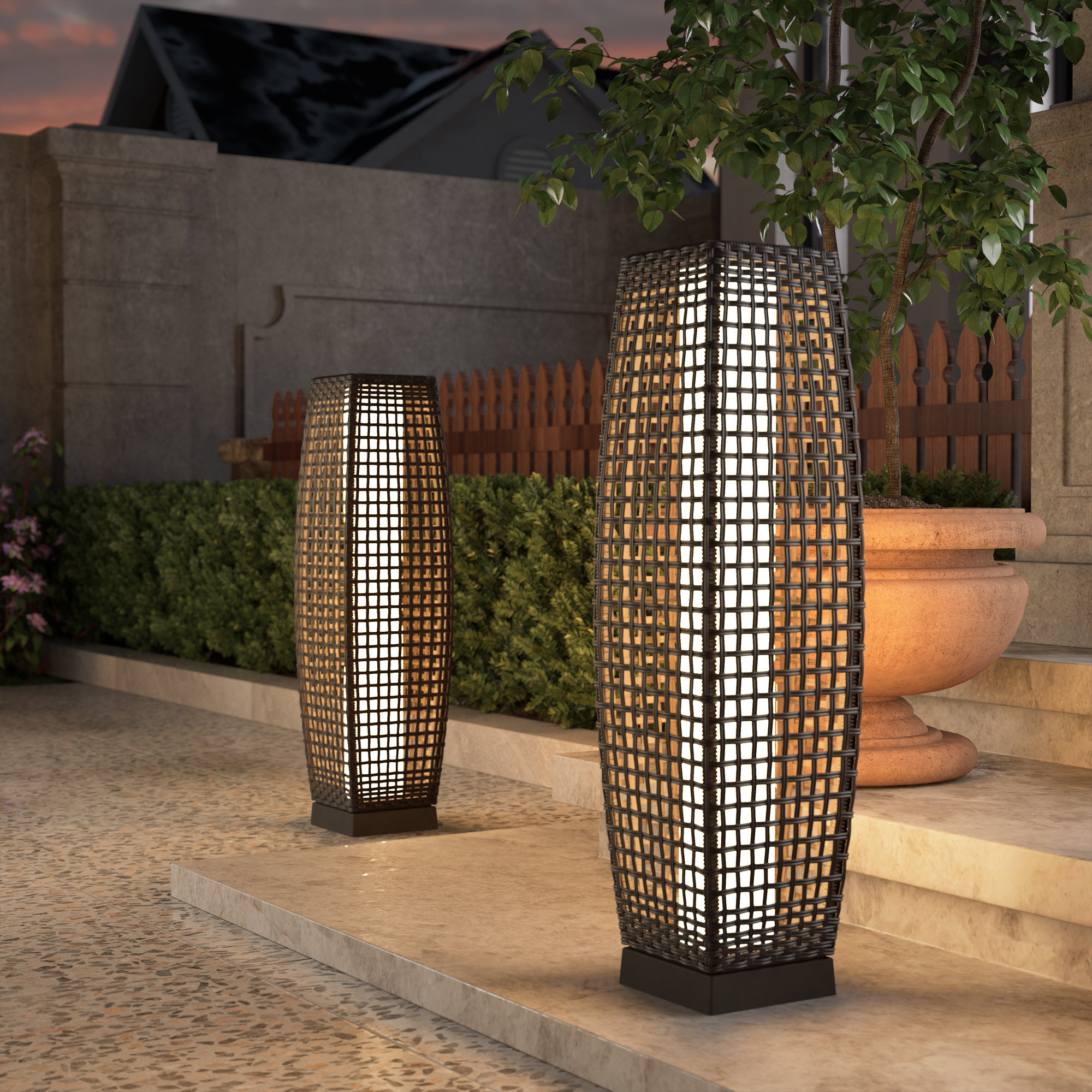 Grand Patio Fuji Solar Powered Wicker Integrated LED Outdoor Floor Lamp ...