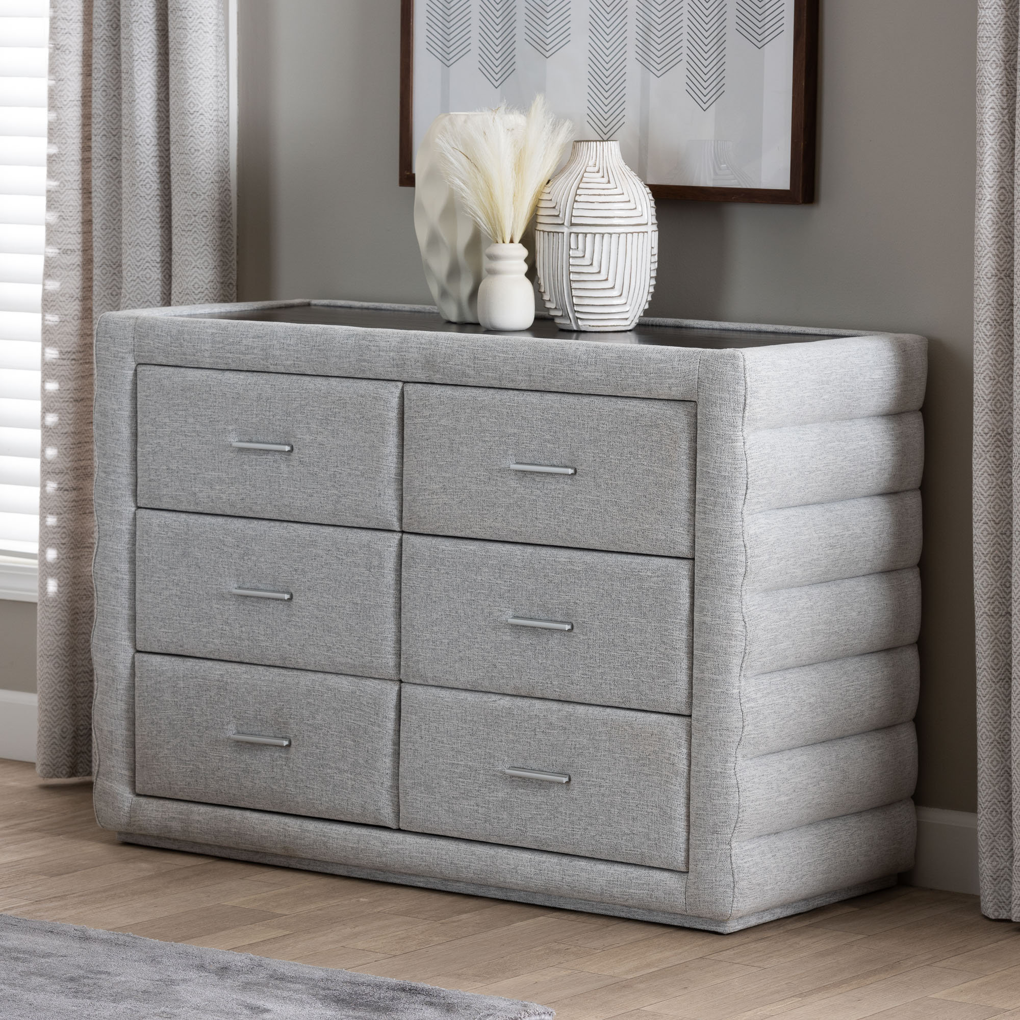 Latitude Run® Baxton Studio Cadmus Modern Light Grey Channel-Tufted ...
