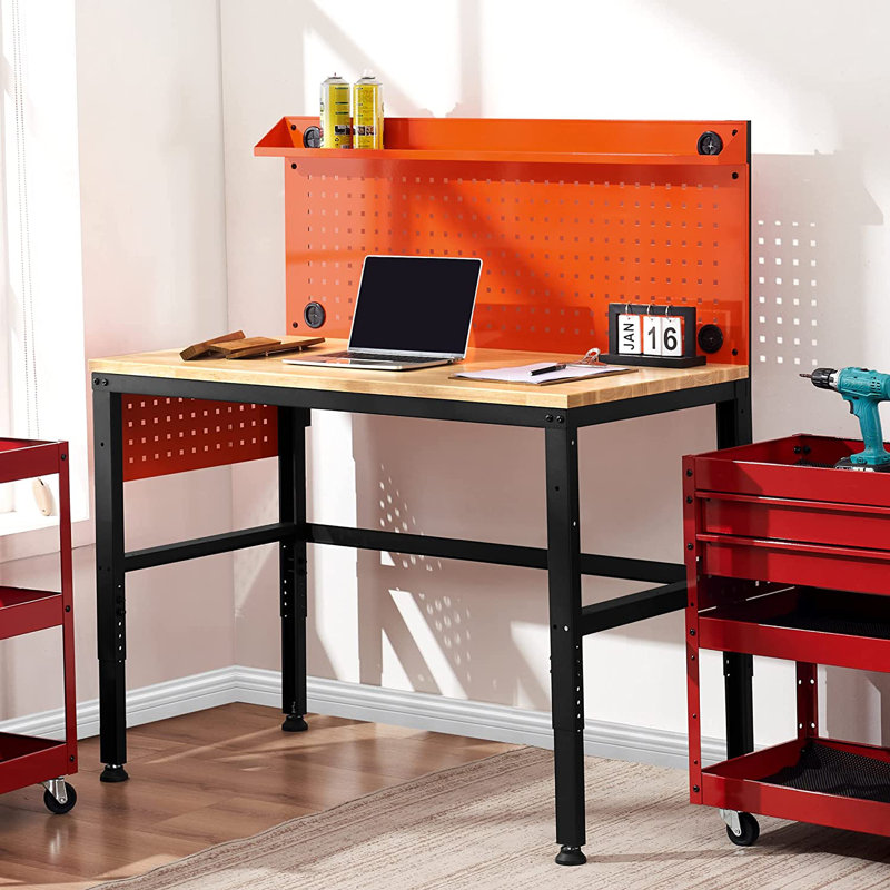 WFX Utility™ Swarttz 47.6"W Adjustable Height Wood Top Workbench | Wayfair