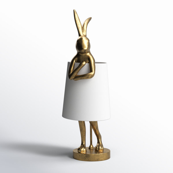 Mercury Row® Chester 27" Resin Rabbit Lamp with Linen Shade, Gold ...