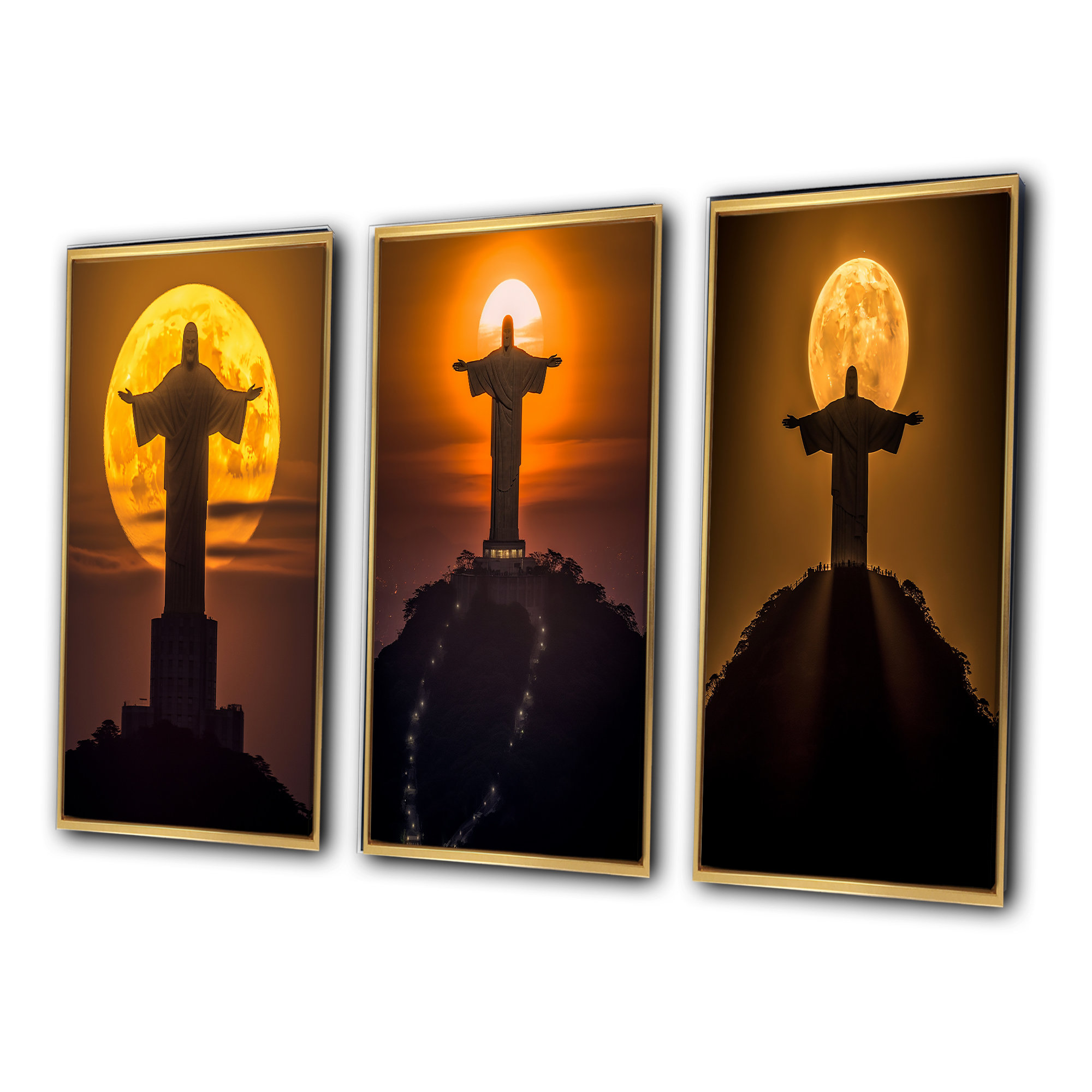 Ebern Designs " Supermoon Over Christ The Redeemer In Rio I " 3 ...