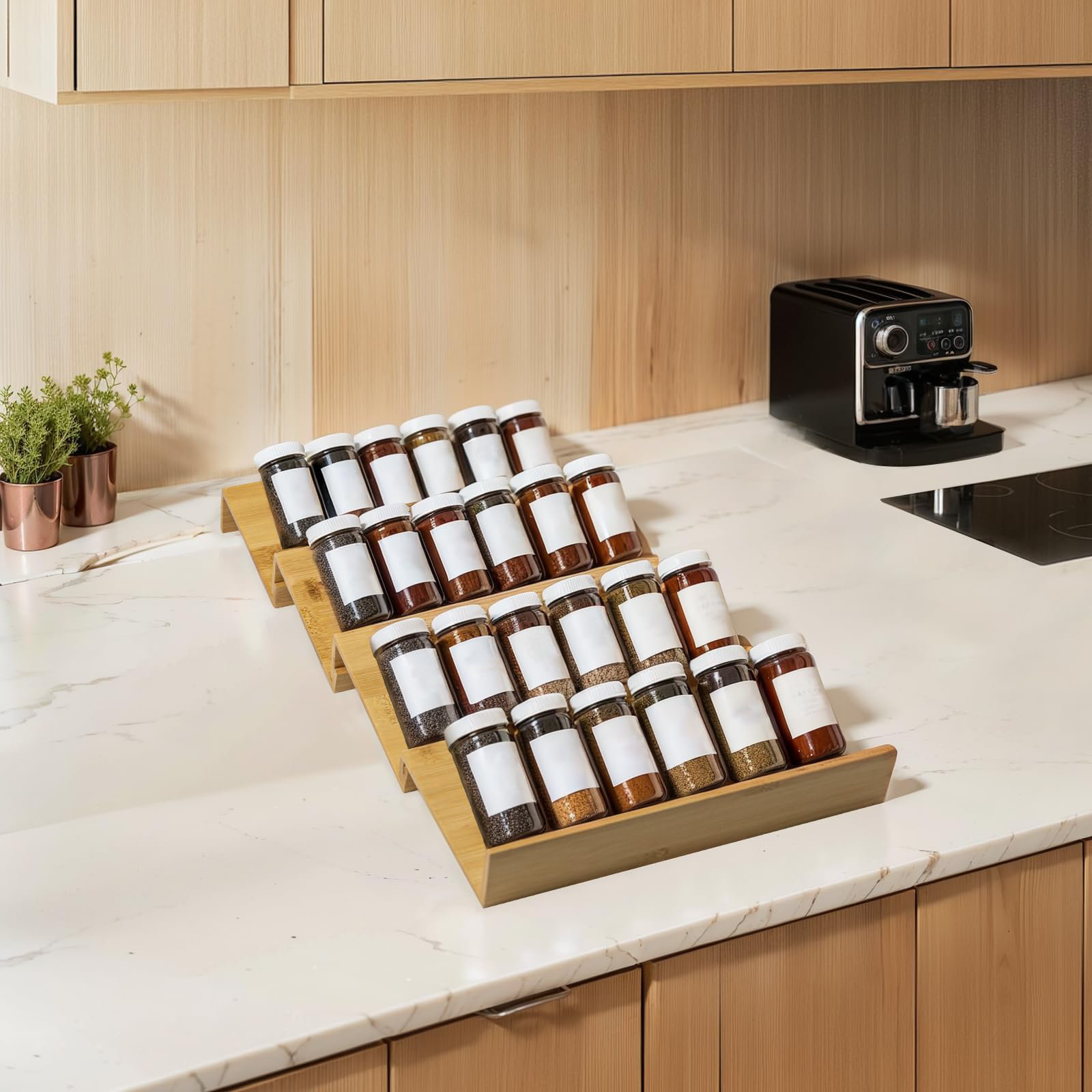 Mint Pantry® Bamboo Spice Rack For Drawer, 4 Tier Stackable Seasoning ...