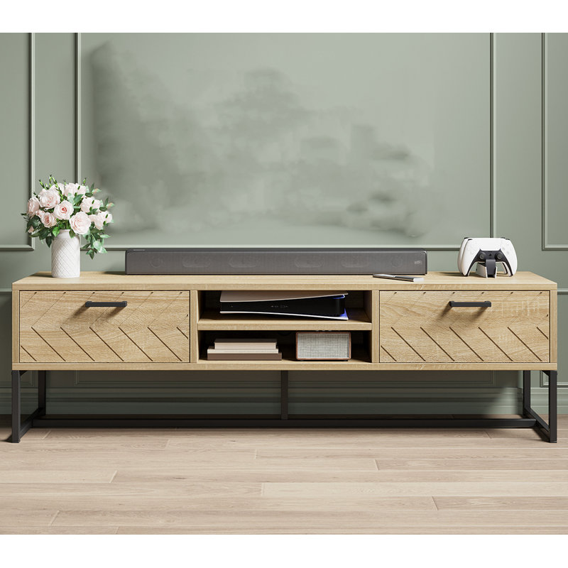 Yesurprise Sturdy Wooden Tv Console Table With Metal Frame | Wayfair