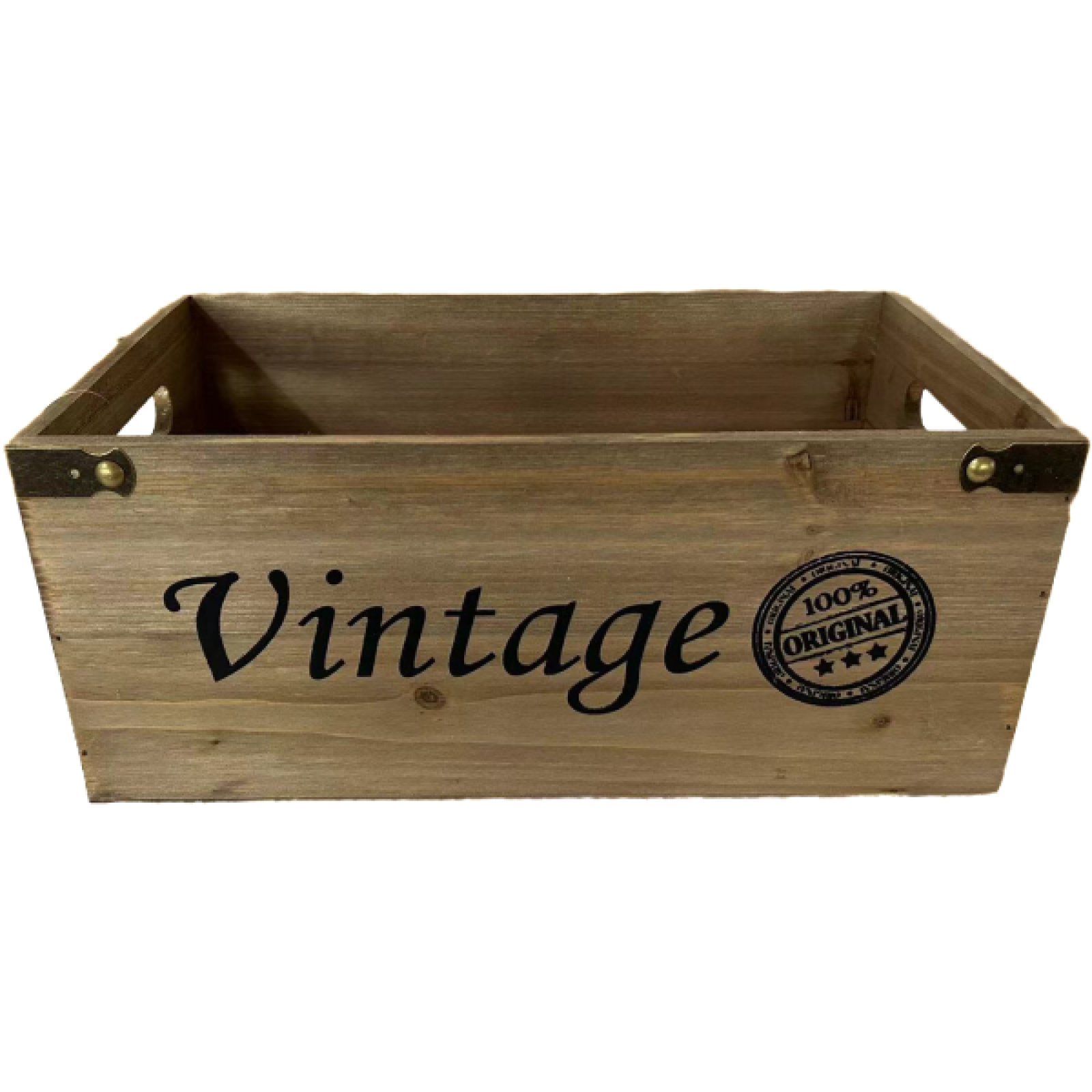 Gracie Oaks Wood "Vintage" With Metal Brackets And Side Handles Crate ...