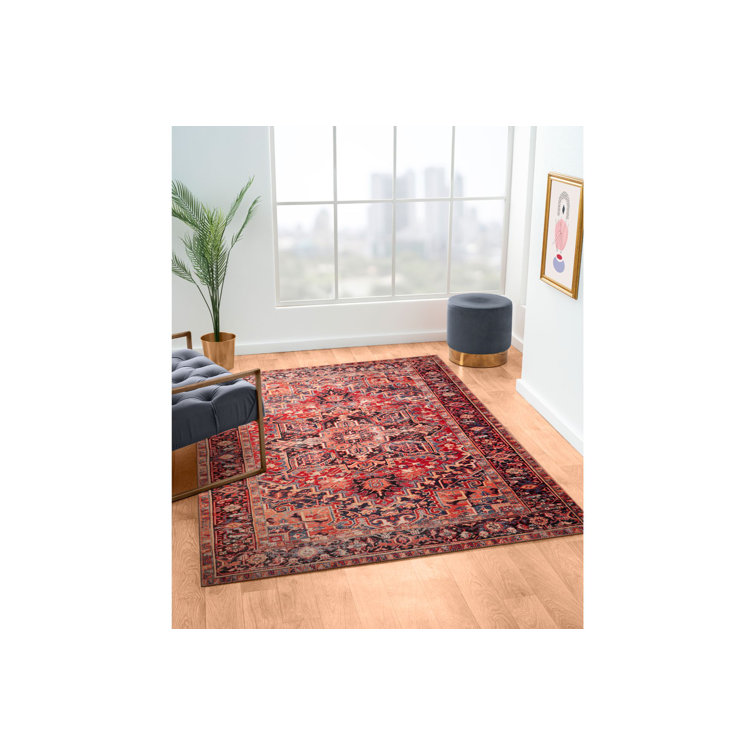 Langley Street Larrick Machine Washable Heriz Boho Powerloomed Rug ...