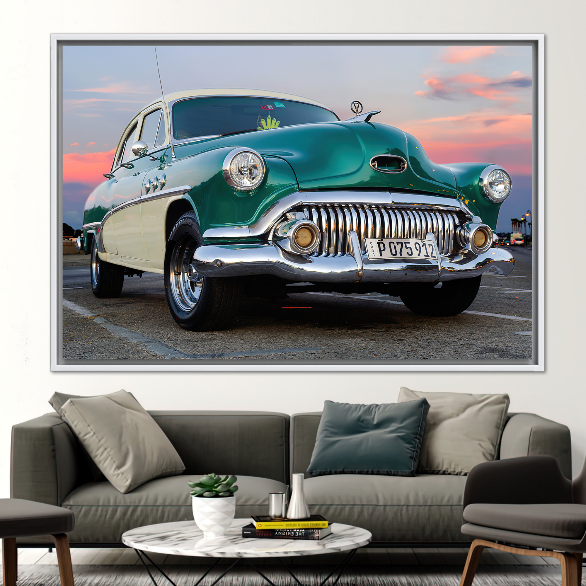 kayra export Car Lover Gift Art Canvas, Retro Car Artwork, Old Car Art ...