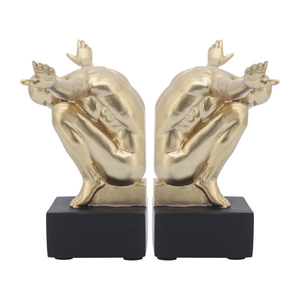 Orren Ellis Glam Resin Polyresin Human Figure Sculpture Bookends Set of ...