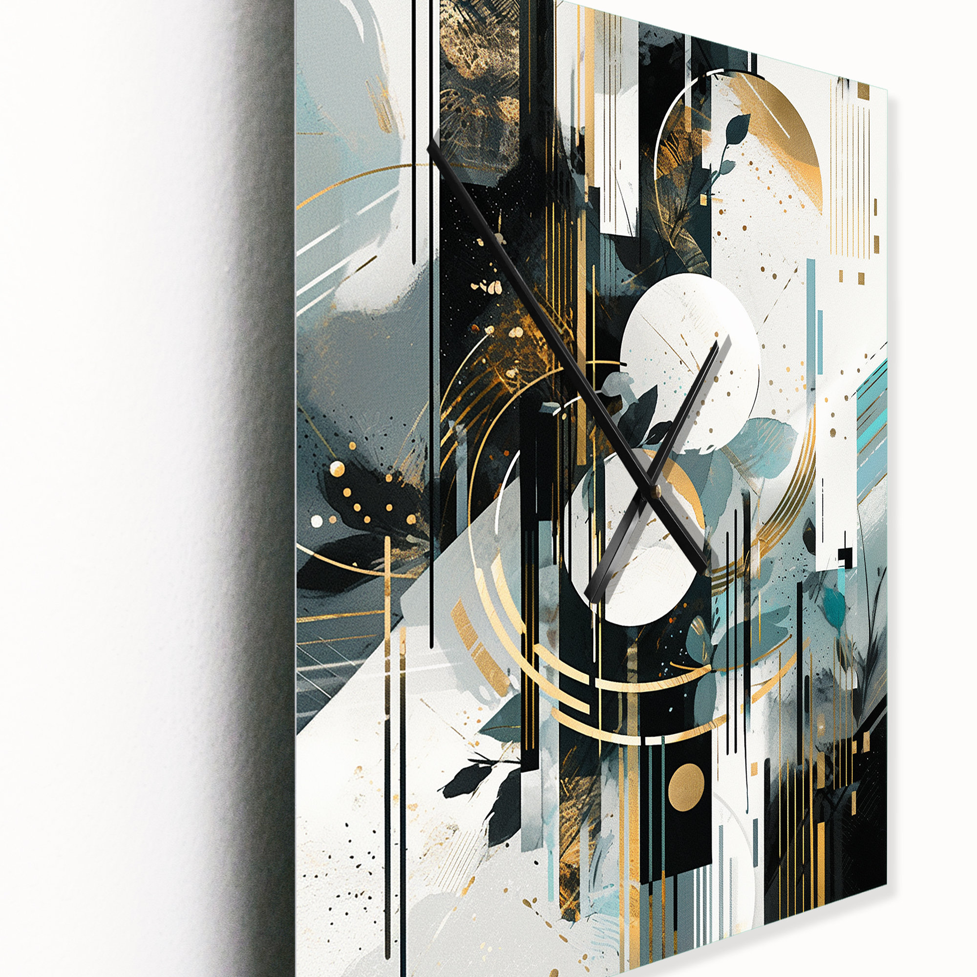 Ivy Bronx Green White Cubist Kaleidoscope I - Cubism Wall Clock ...