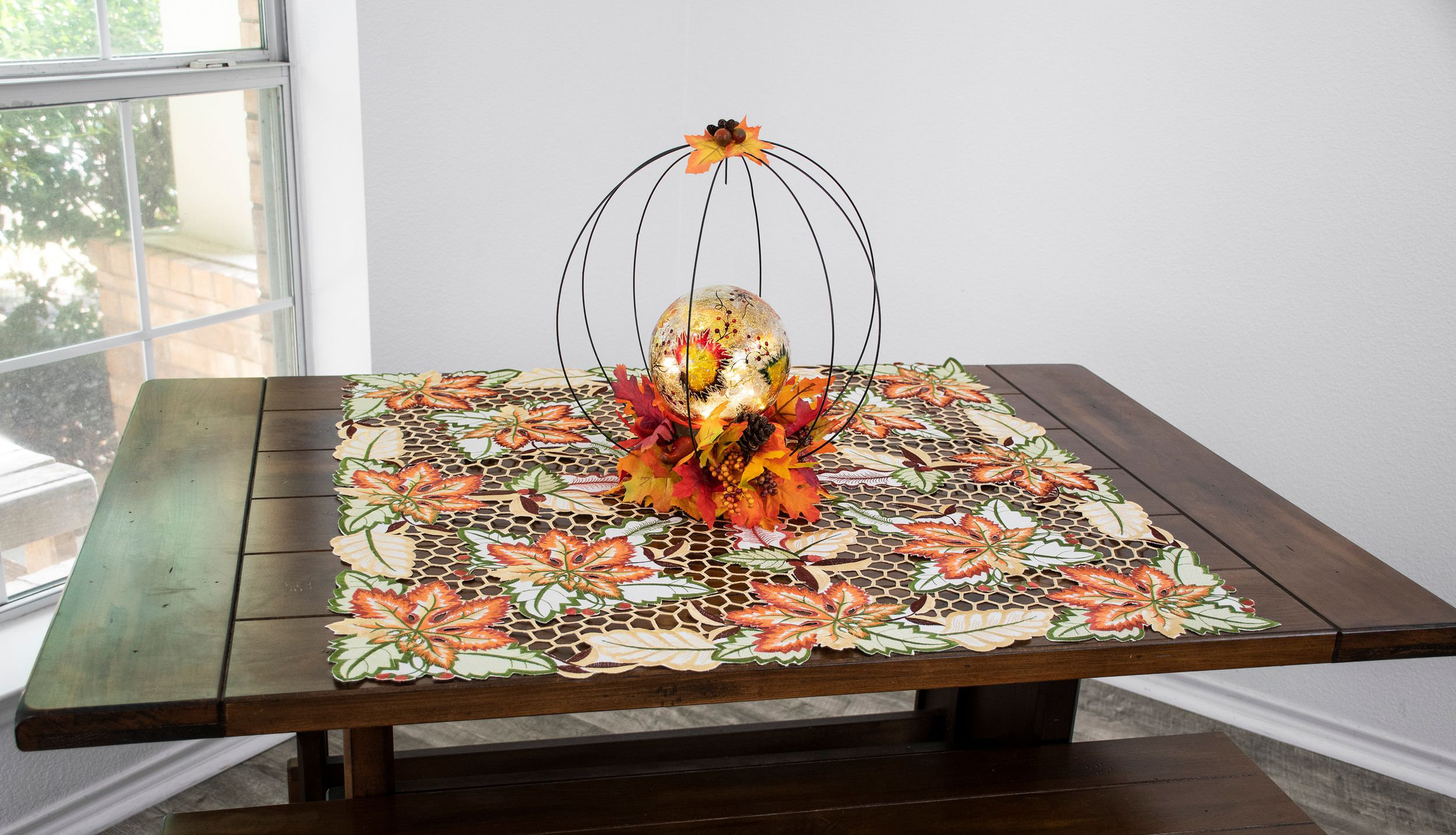 Winston Porter Jolliff Colorful Fall Maple Leaf Table Doily (33" Square ...