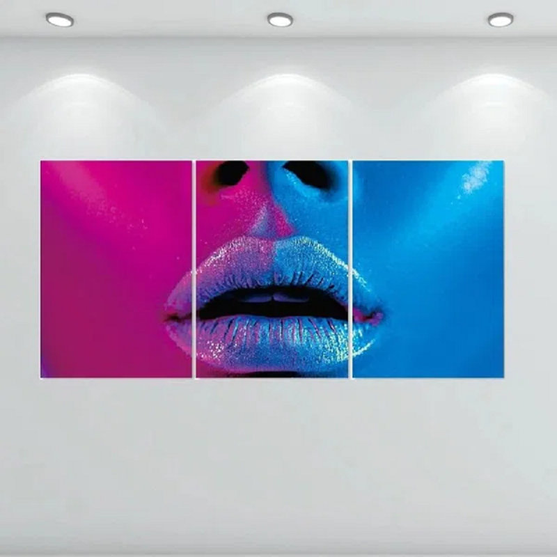 Kira Living Vivid Neon Light Lips Acrylic Picture Wall Art | Wayfair