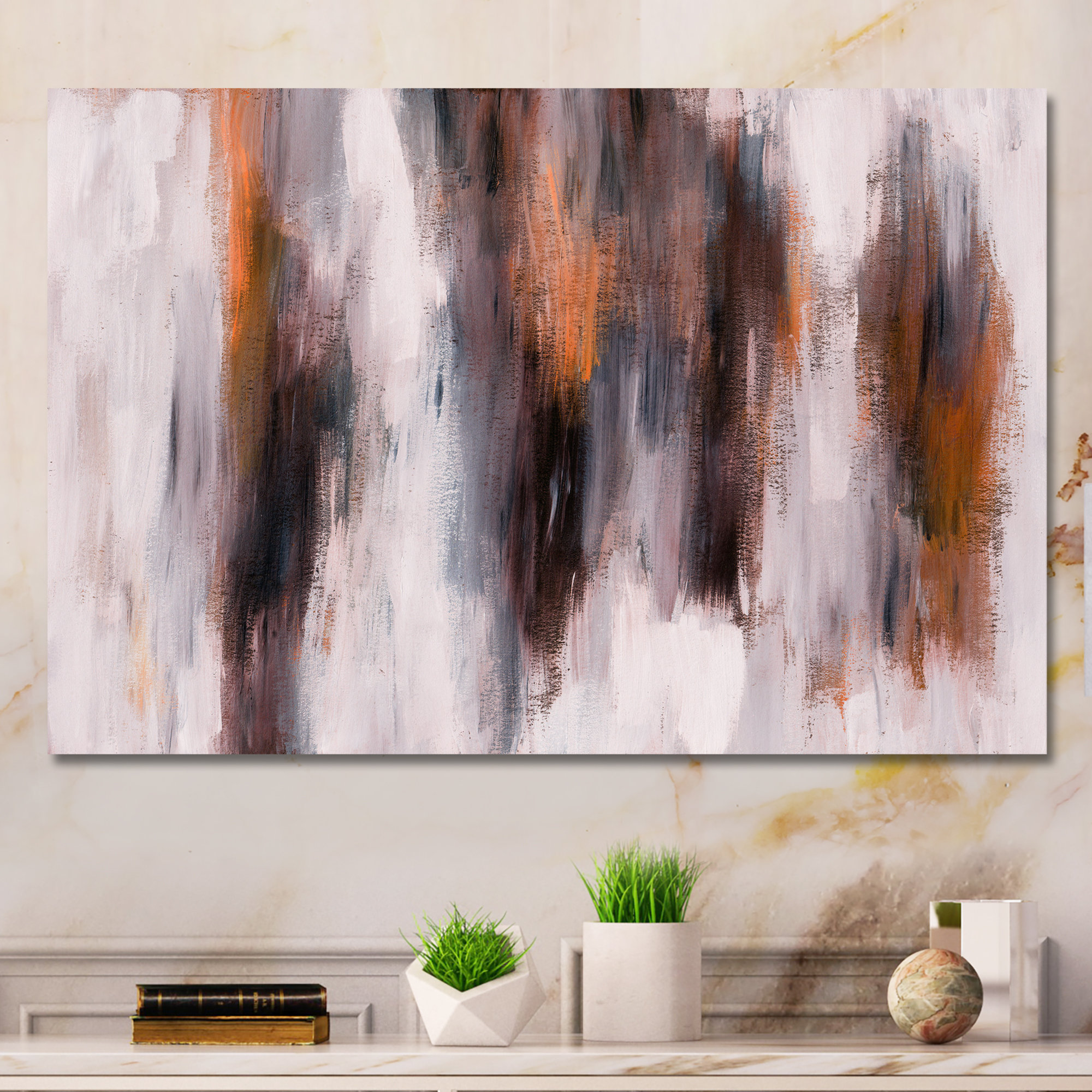 Wrought Studio™ Fractal Brown And White Texture - Floater Frame Print ...