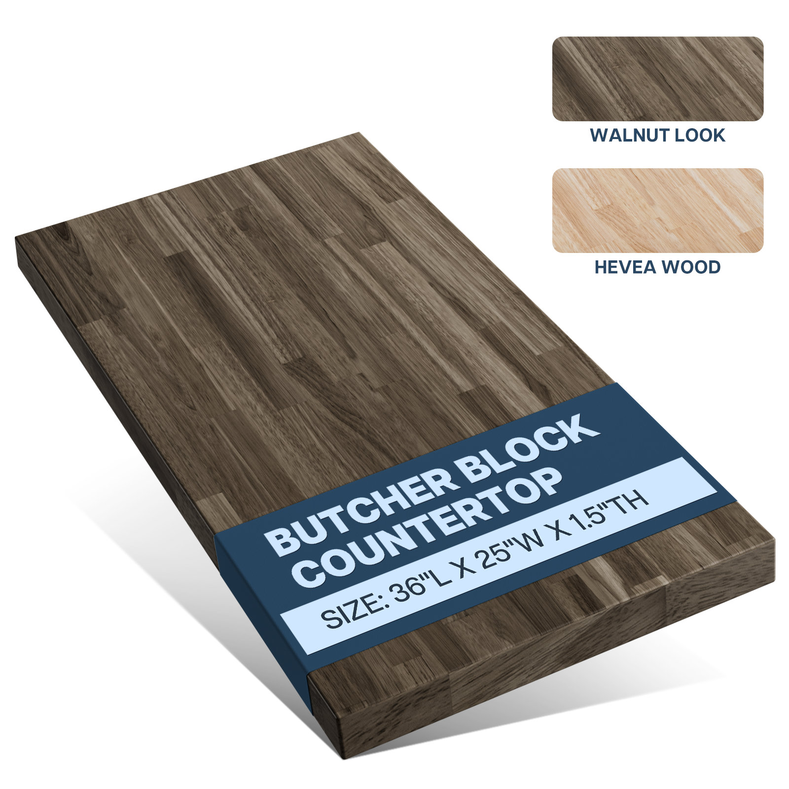 WFX Utility™ Bartlum Sturdy Solid Hevea Wood Block Countertop Dark ...