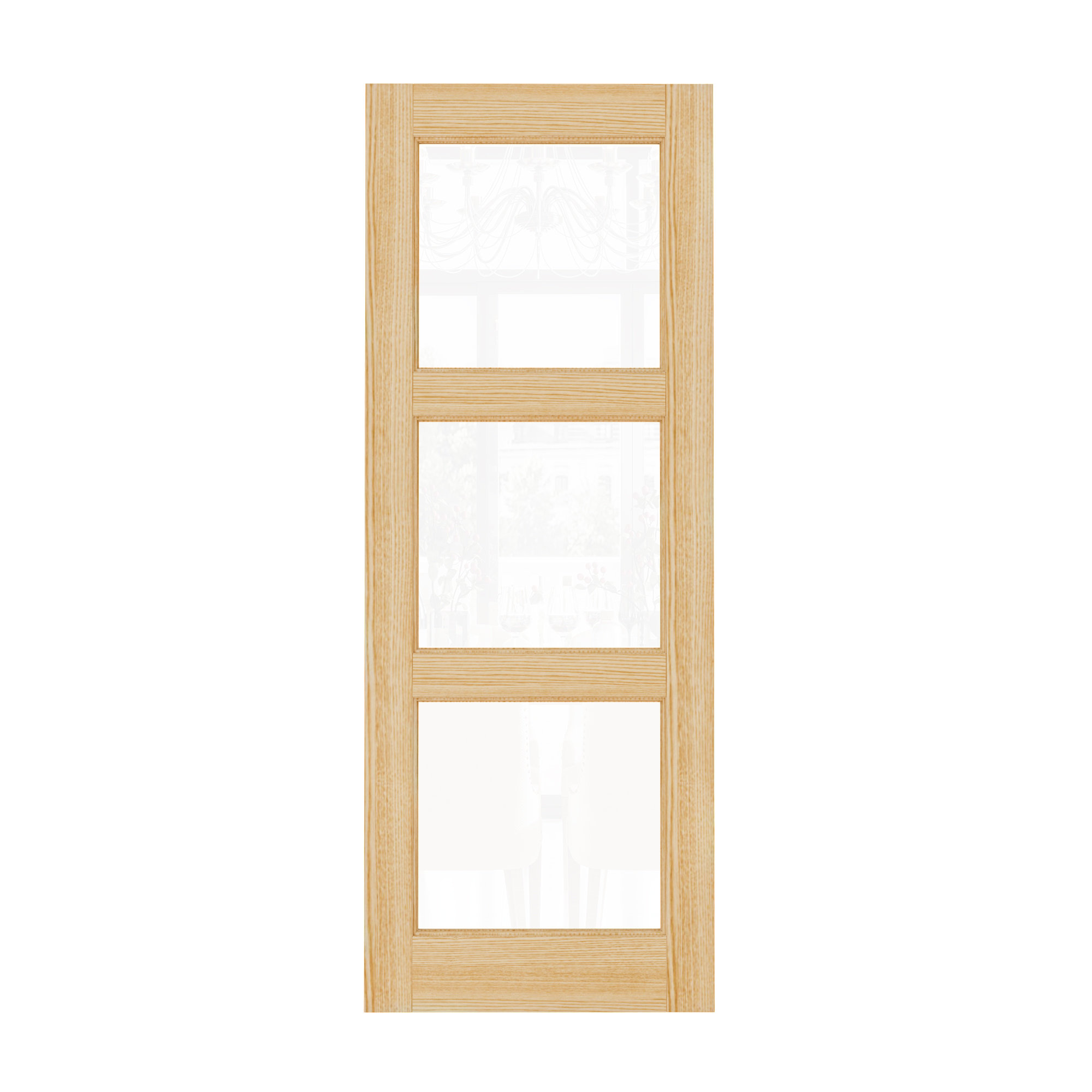 Buildsy 80 Inch Pine Wood Front Door Slab with 3 Lite Clear Double ...