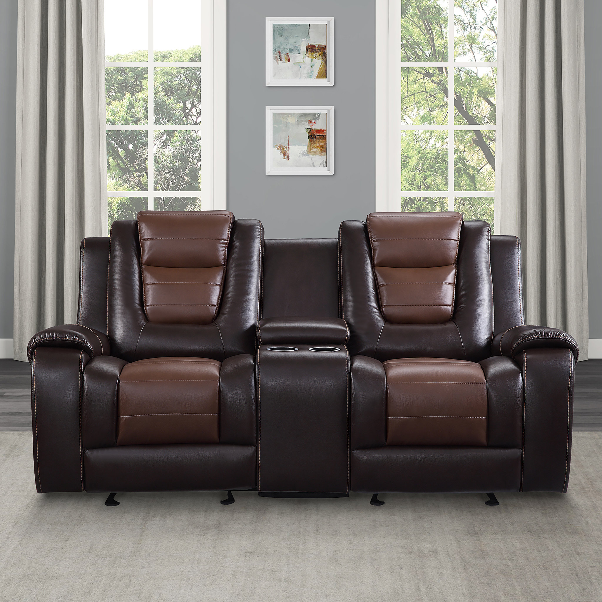 Latitude Run® Chantasia 76" Faux Leather Pull Tab Reclining and Glider ...