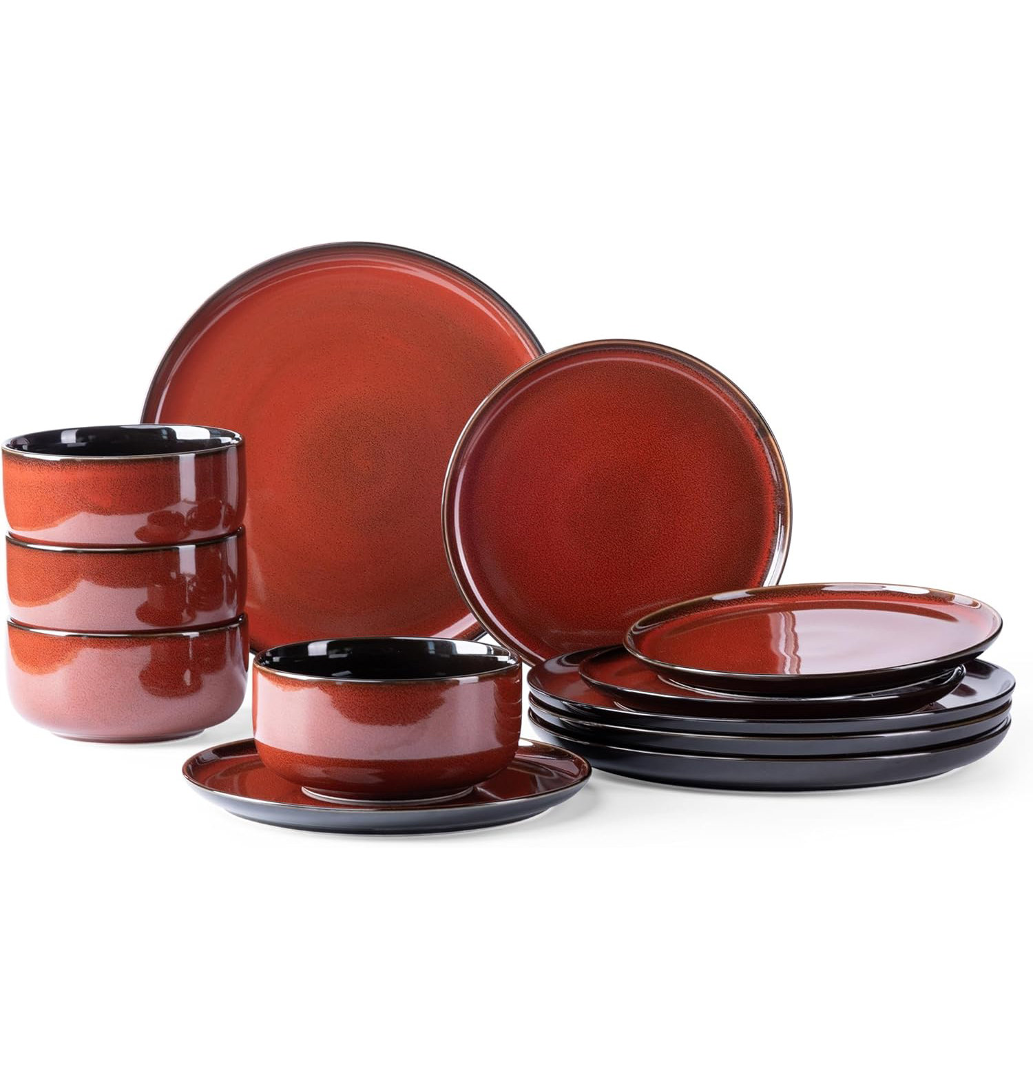 Red Barrel Studio® Ceramic Dinnerware Sets,12-Piece Plates and Bowls ...