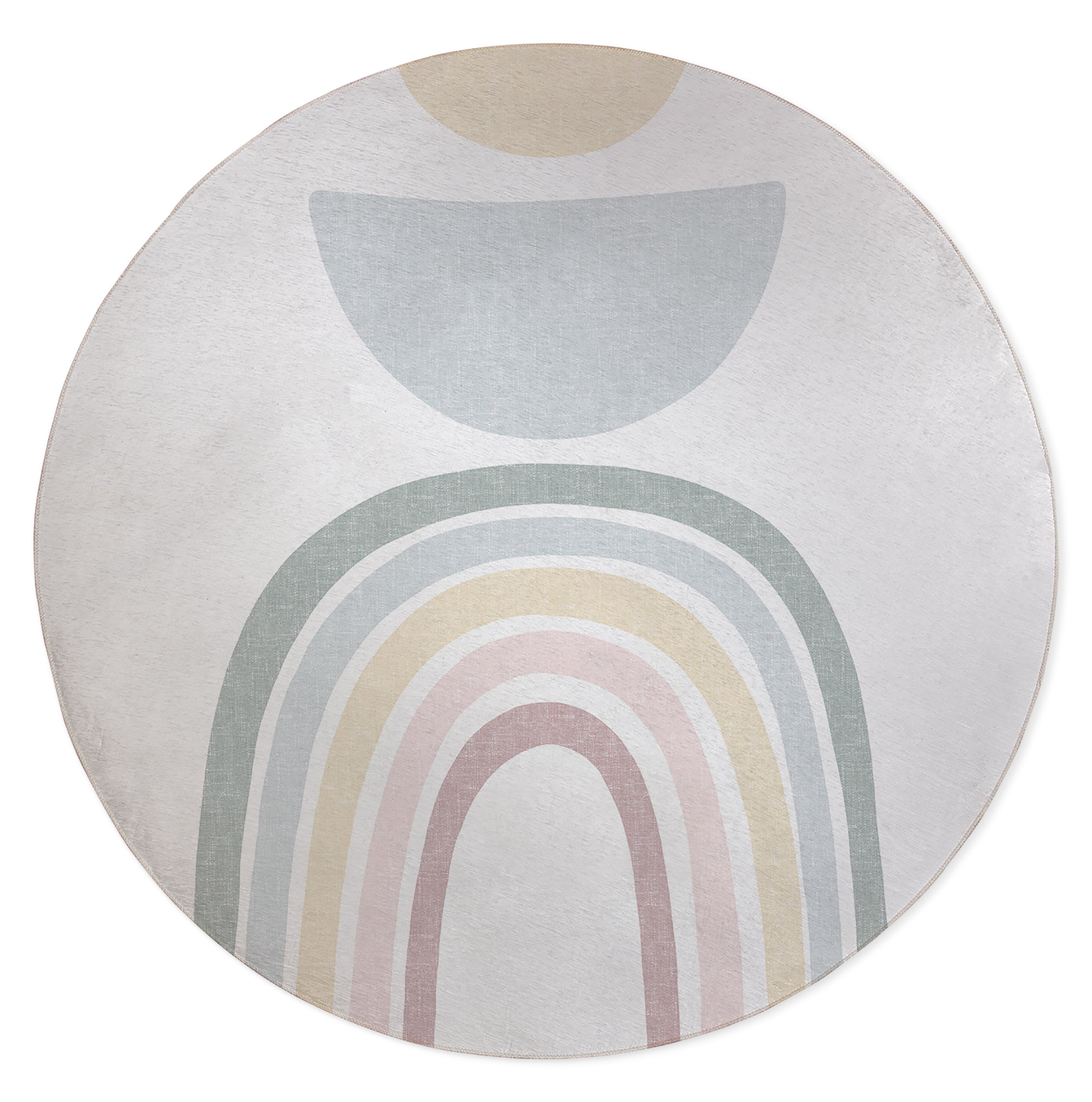 KAVKA DESIGNS Boho Stacked Rainbow Low Pile Carpet Straight Round Chair ...