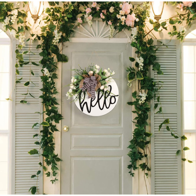 The Holiday Aisle® Round Wood Sign - Hanging Welcome Sign for Farmhouse ...