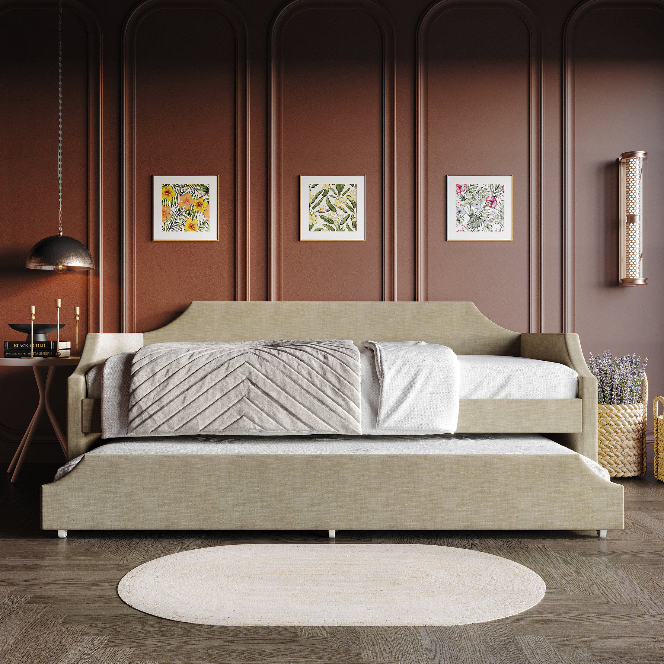 Wildon Home® Pauleth Upholstered Daybed with Trundle & Reviews | Wayfair