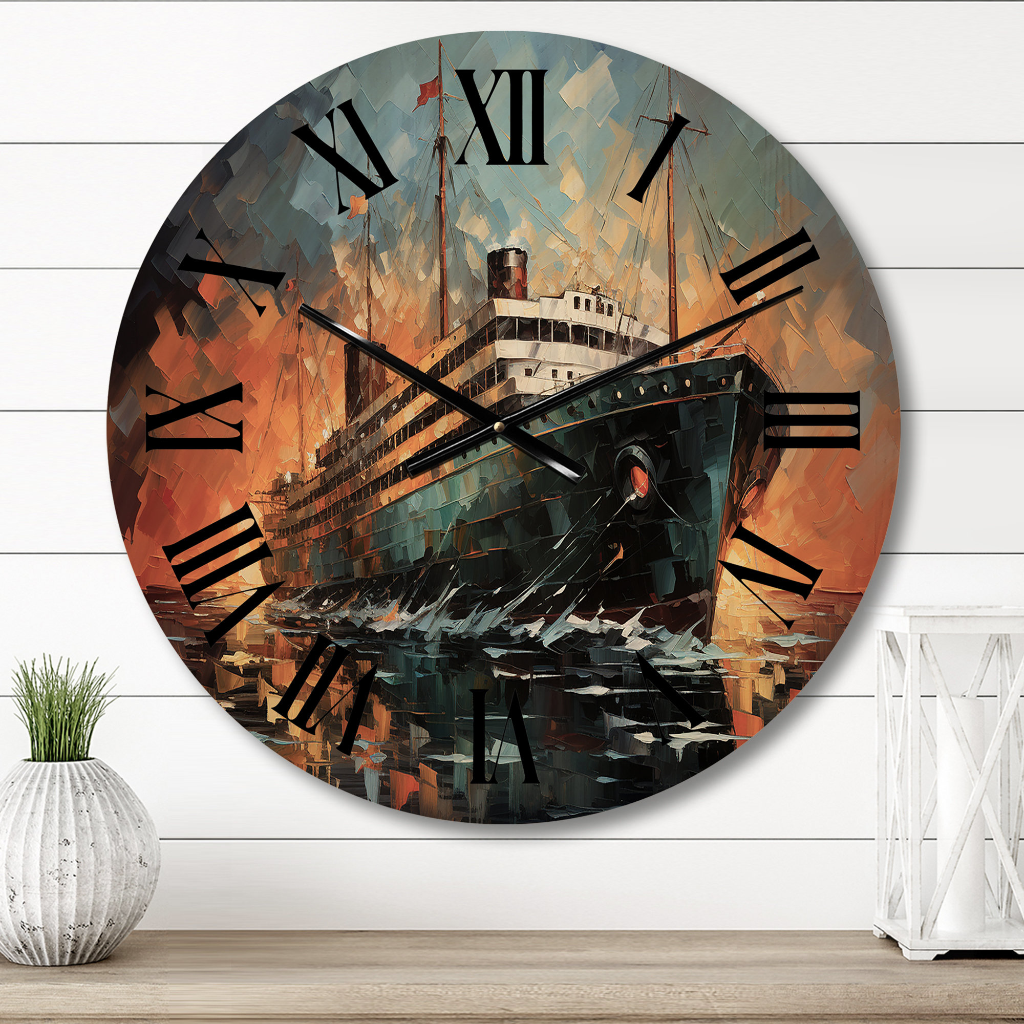 East Urban Home Boat Titanic Collage Interwoven I - Transportation ...