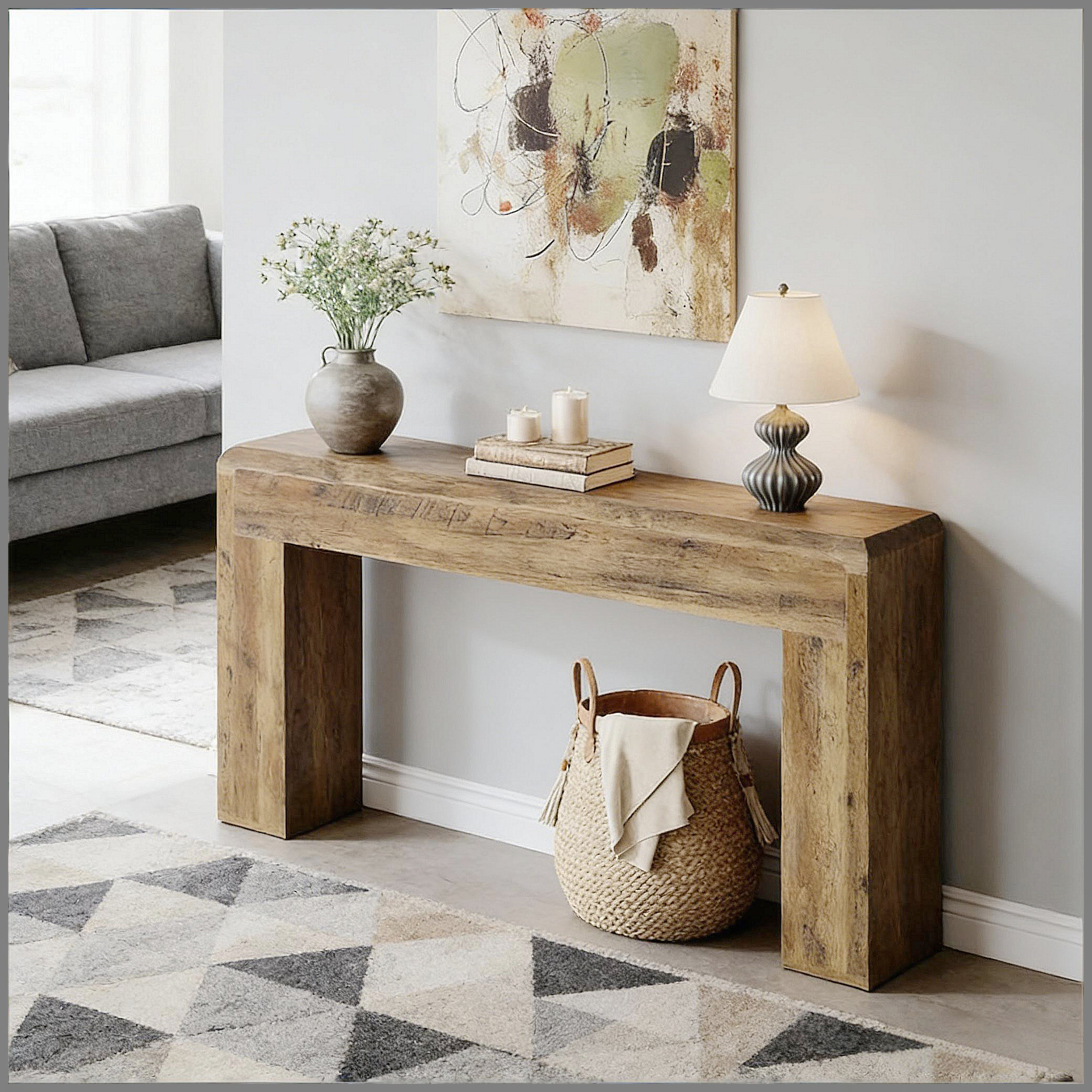 August Grove Wooden Entryway Table,Rustic Console Table,Sofa Table ...