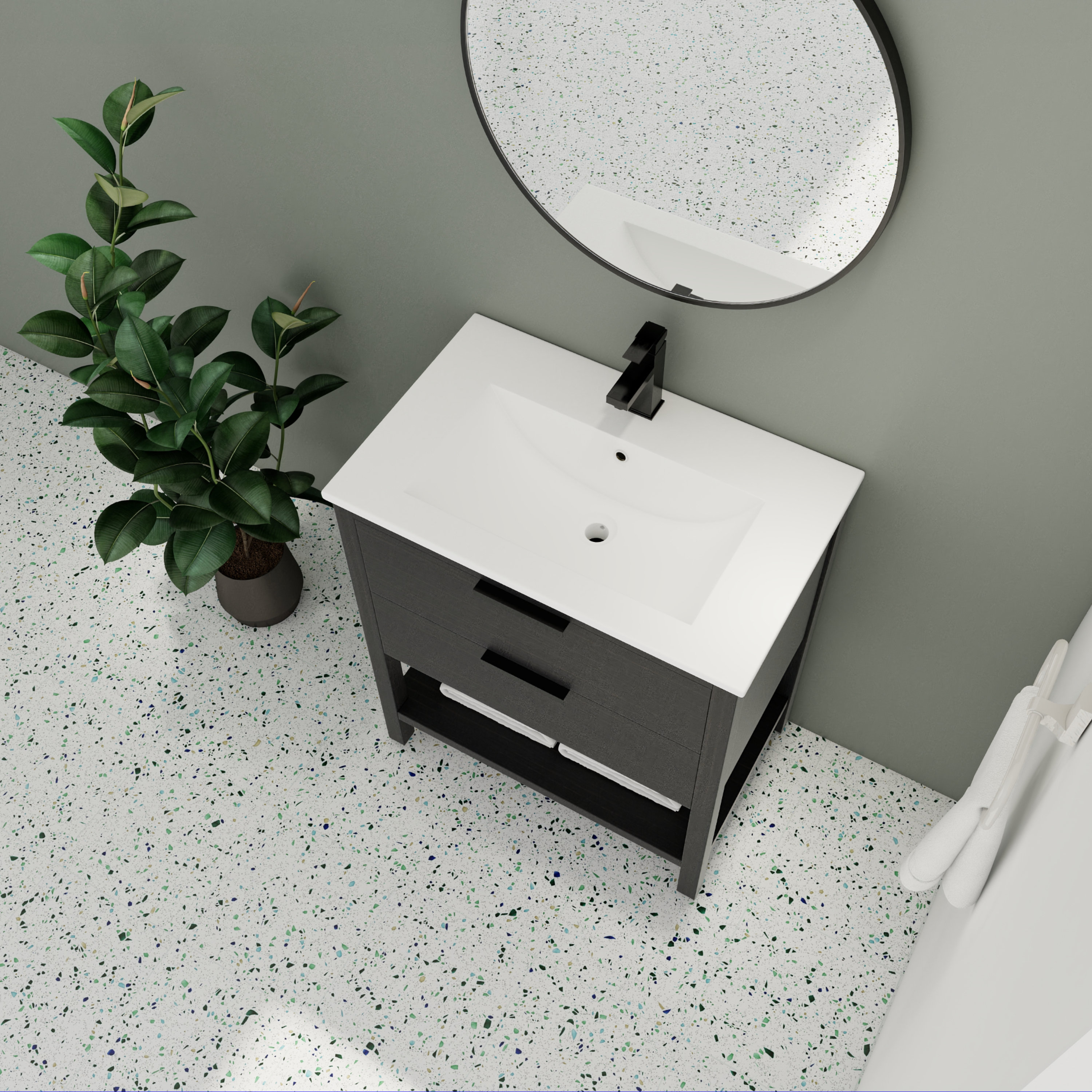 Latitude Run® Nazier 30.47'' Single Bathroom Vanity with Ceramic Top ...