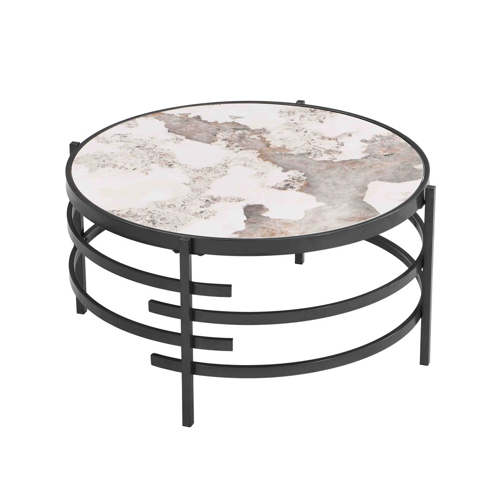 Wrought Studio™ Round Coffee Table With Sintered Stone Top | Wayfair