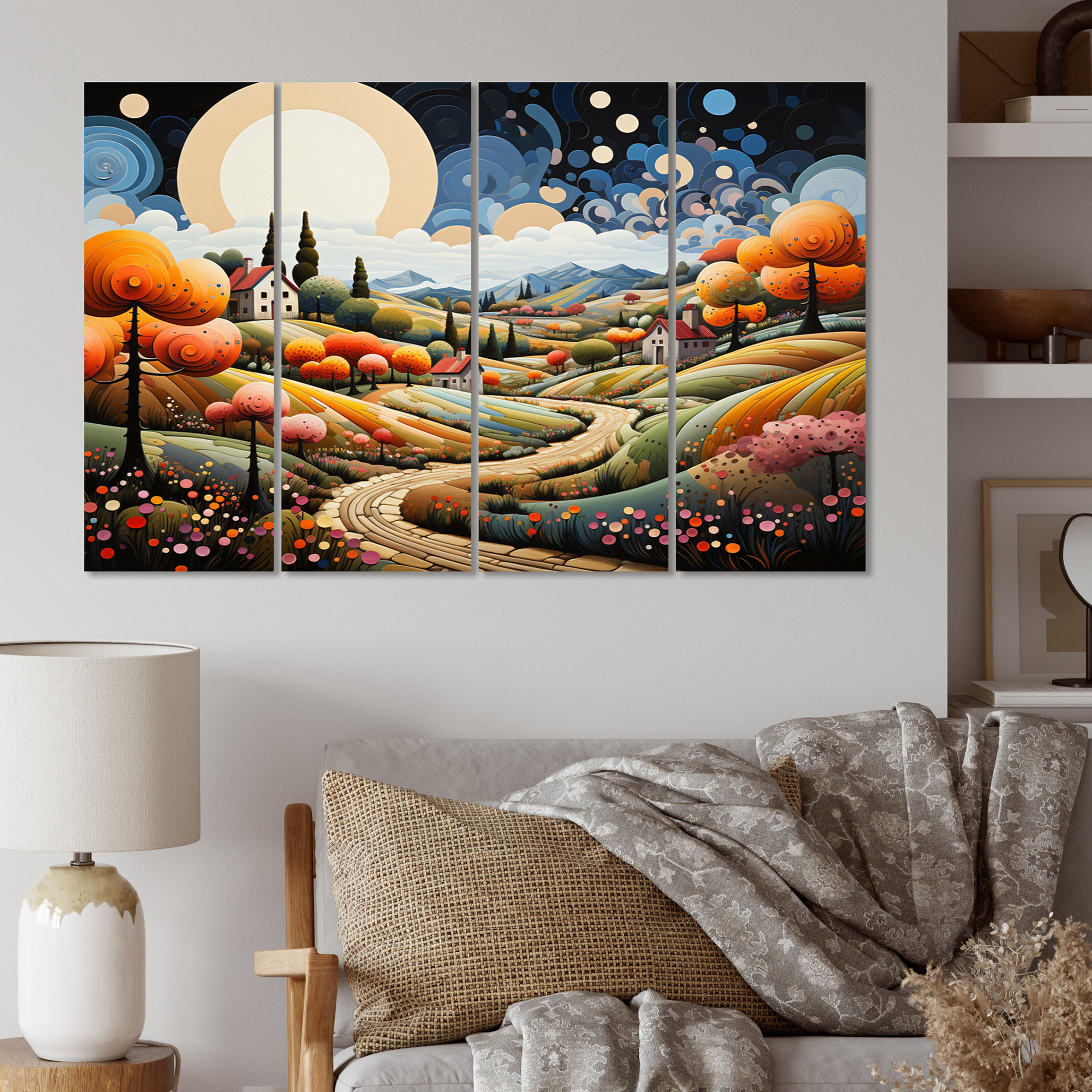 Design Art Farmhouse Farmstead Abstraction Pointillism III - Modern ...