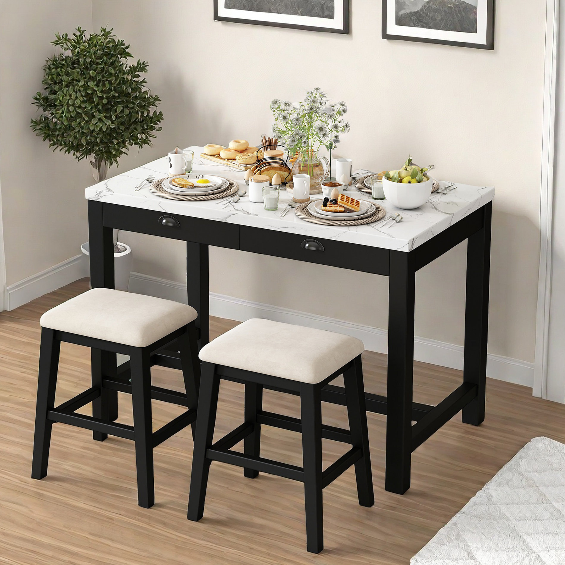 Latitude Run® Small Dining Set, Bar Table And Chairs Set Of 2 With ...