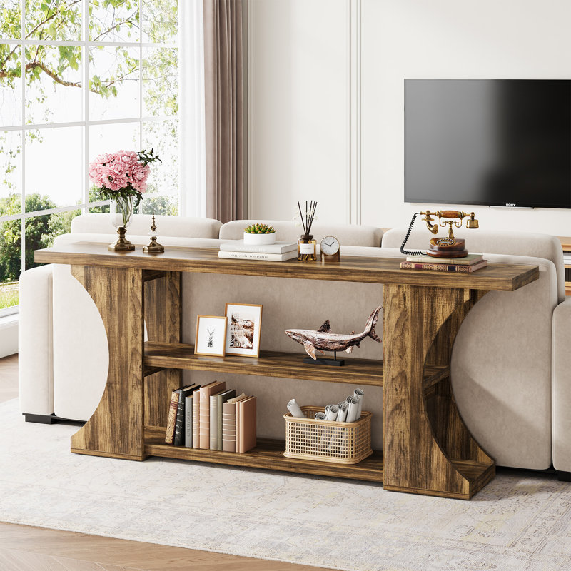 Millwood Pines 70.9 Inch Console Table with 3-Tier Storage Shelves ...