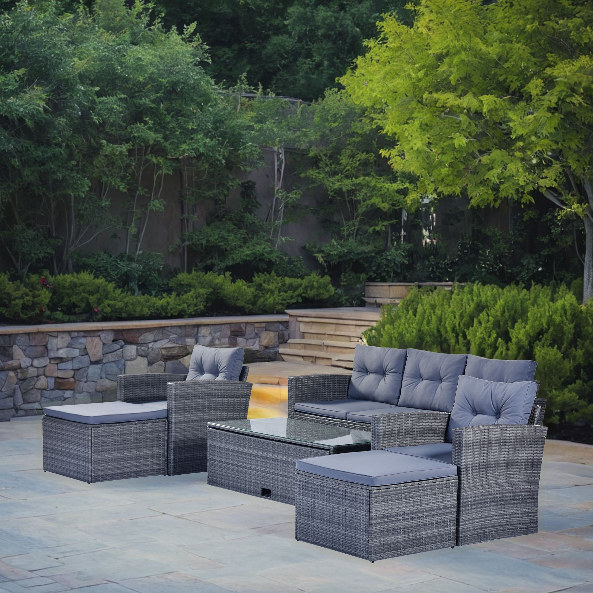 Latitude Run® 7 - Person Outdoor Seating Group with Cushions (Set of 6 ...