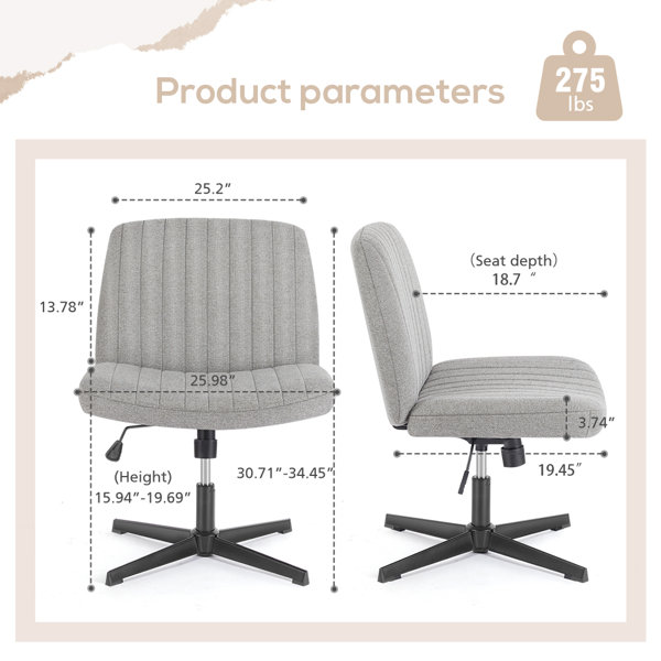 Latitude Run® Brenae Upholstered Armless Swivel Task Chair & Reviews ...