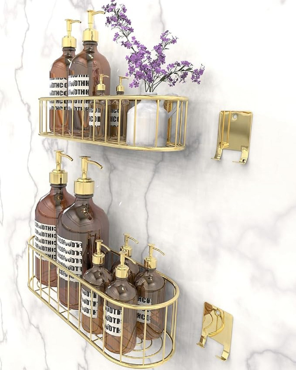 Rebrilliant Gold Bathroom Shelf Organizer, Shower Accessories Holder ...