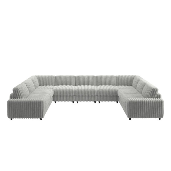 Kingstown Home Lirien Furry Channel Fabric Down-Filled Sectional Sofa ...