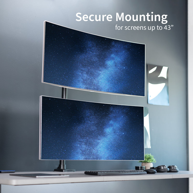 VIVO Ultra Wide Dual Monitor Mount, Extra Tall Stand, Fits up to 43 ...