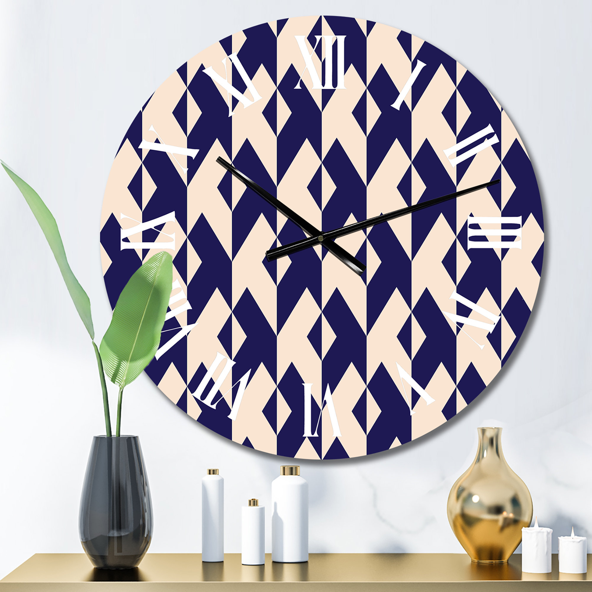 East Urban Home Pink and Black Triangular Geometrics - Patterned Wall ...