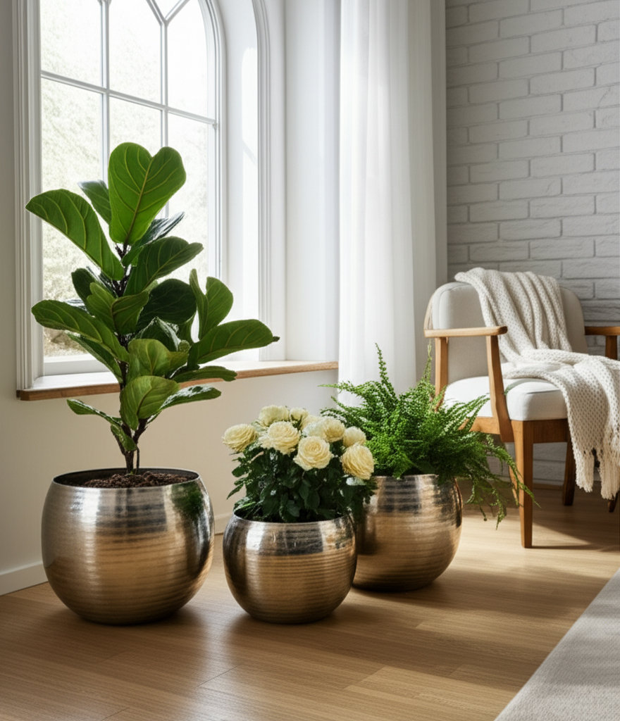 Mercer41 Modern Decorative Metal Planters With Contemporary Style For ...