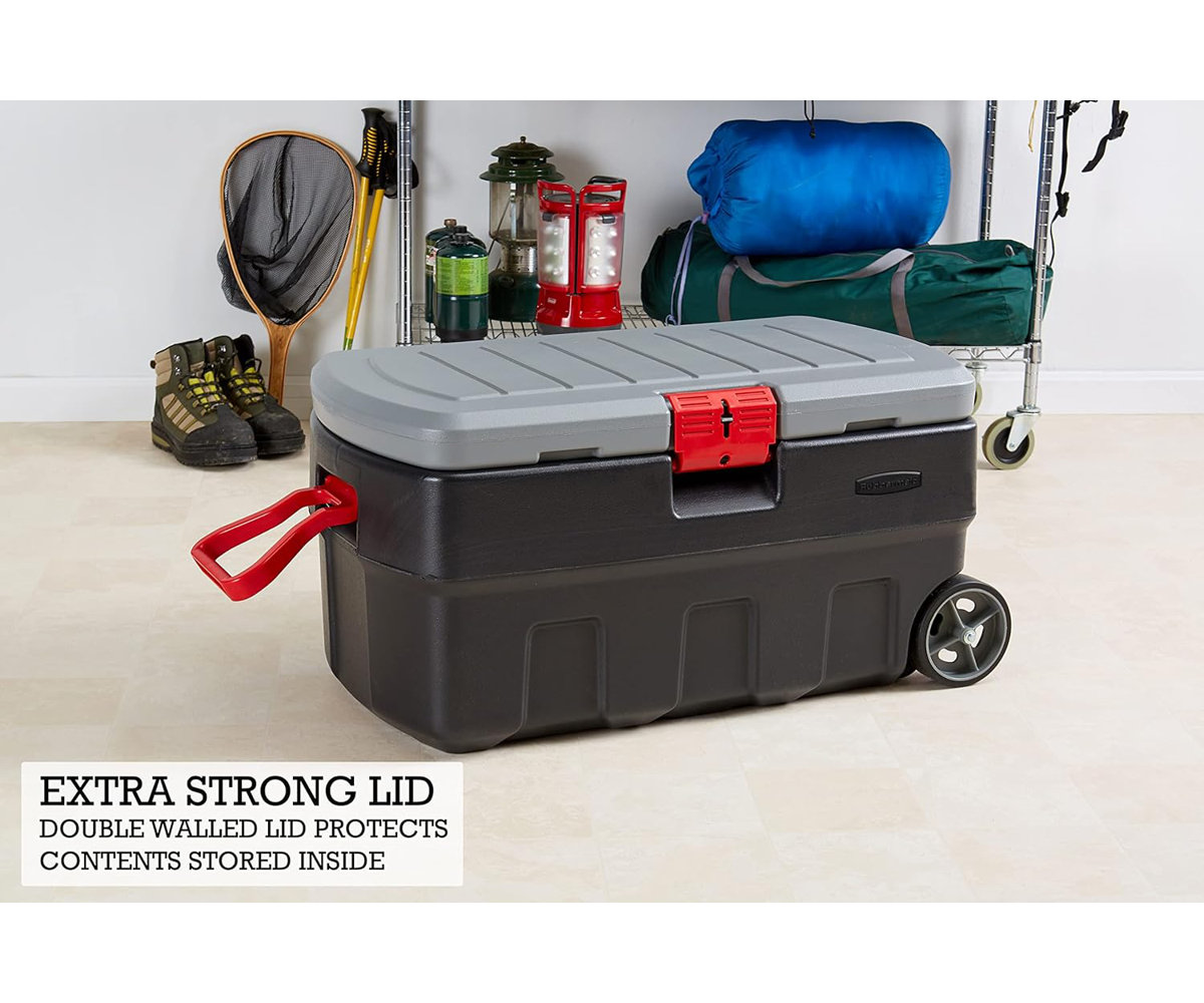 Rubbermaid 35 Gal Wheeled Action Packer Heavy Duty Storage Tote with ...