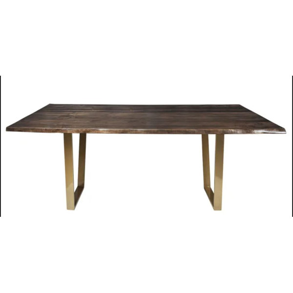 Comfort Design Mats Solid Wood Top Metal Base Dining Table | Wayfair