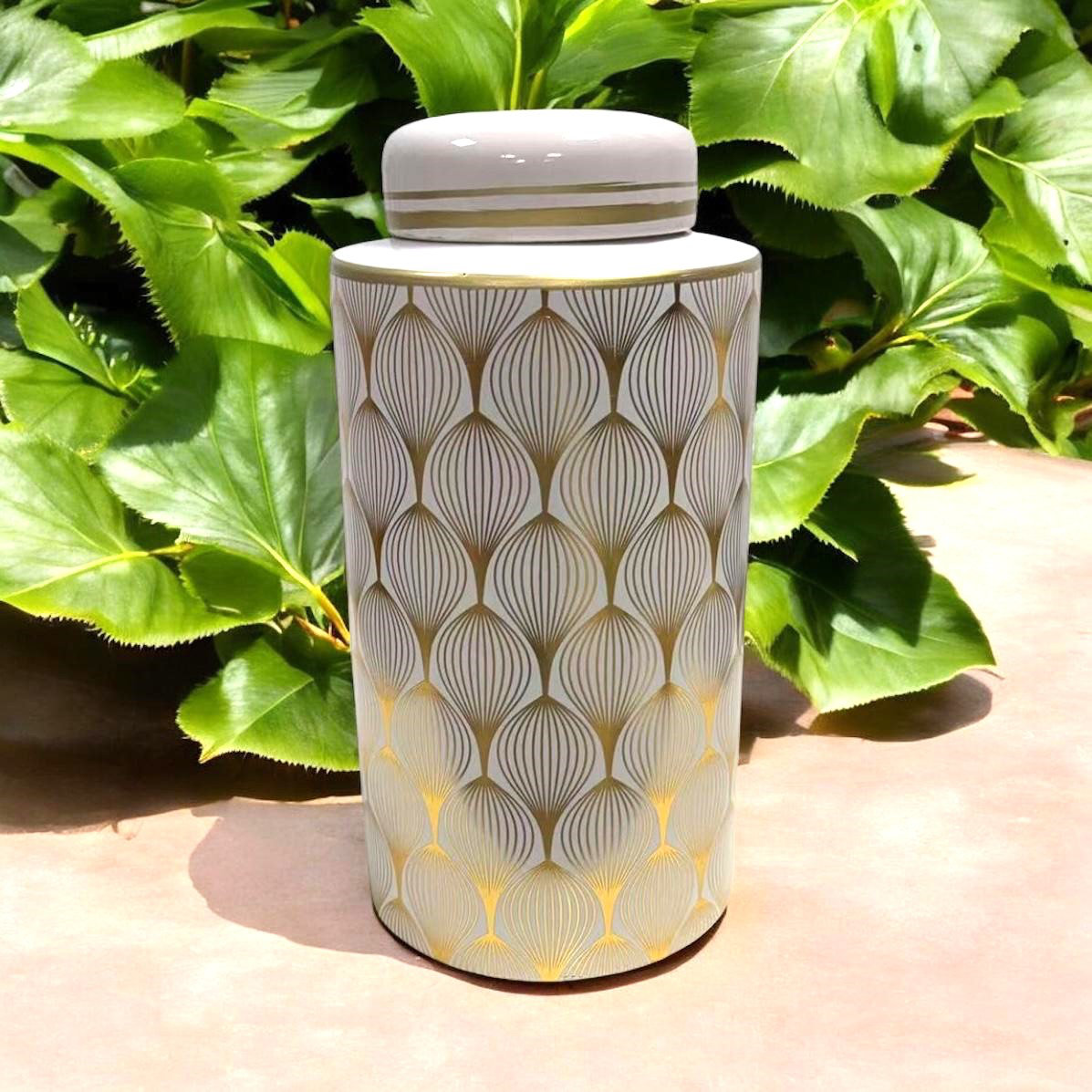 Fairmont Park White And Gold Ceramic Ginger Jar | Wayfair.co.uk