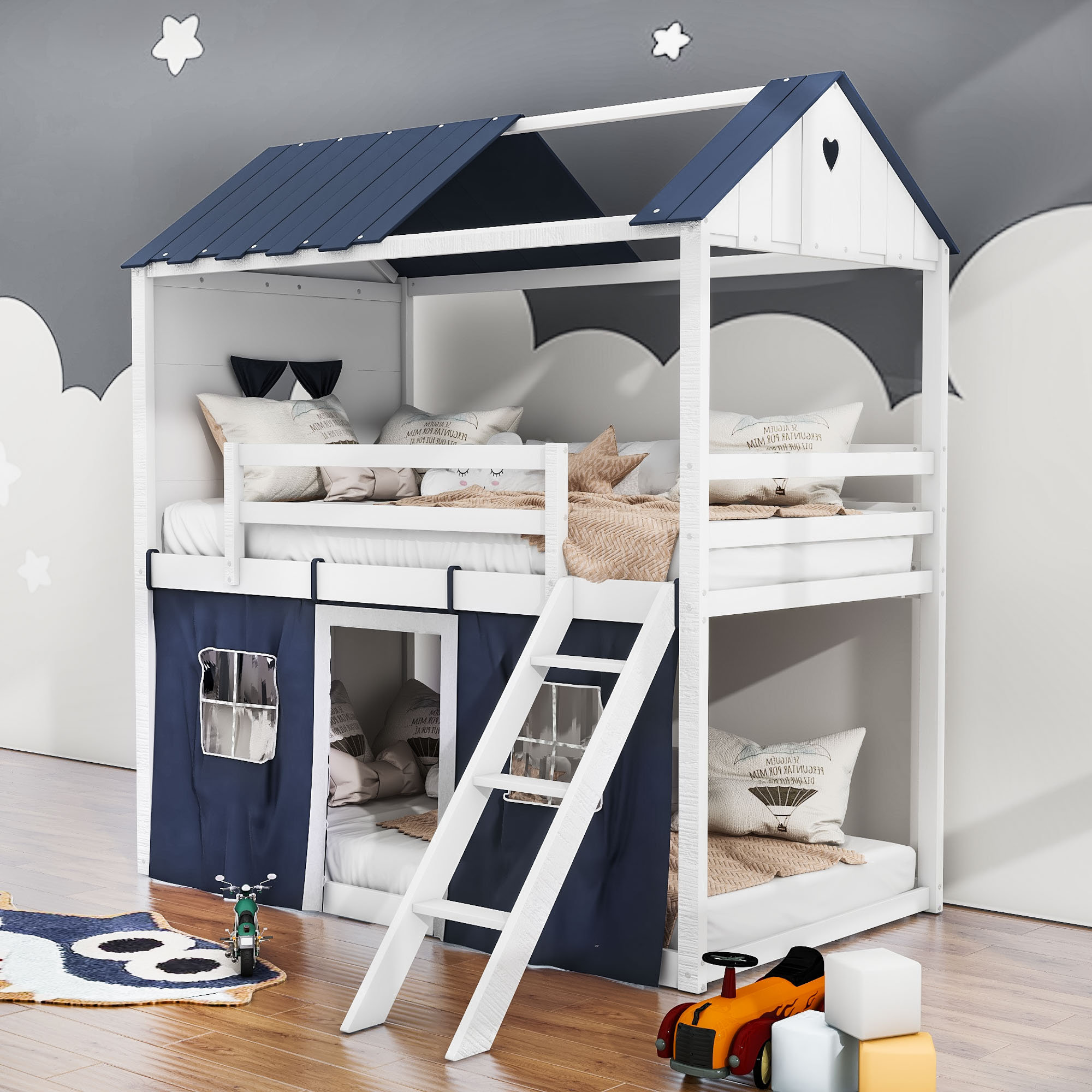 Harper Orchard Sherick Wood Bunk Bed with Windows and Tent & Reviews ...