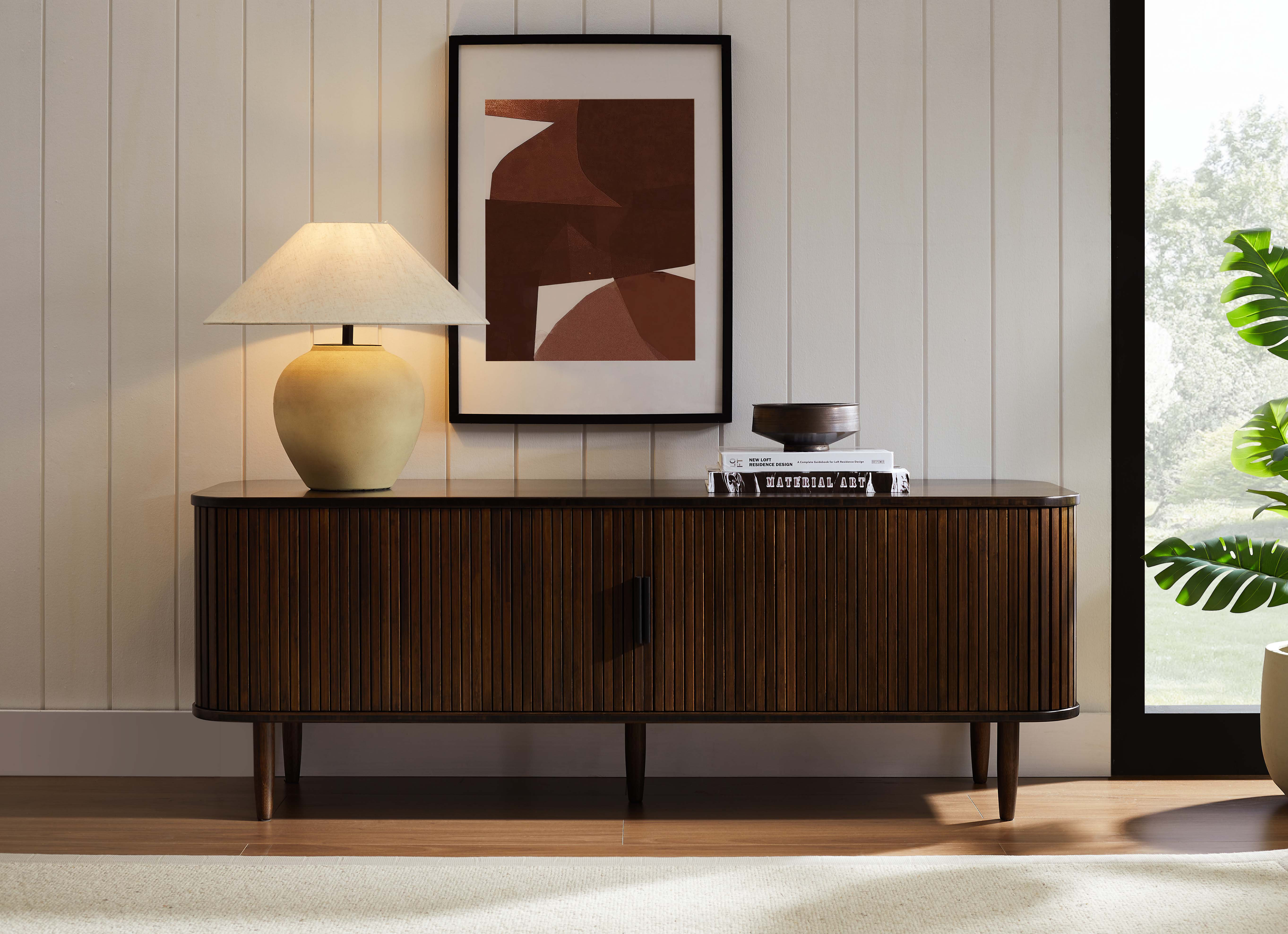 Corrigan Studio Carson Console Table / Retractable Door Sideboard ...