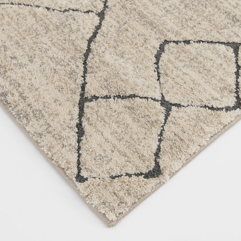 Bungalow Rose Pletcher Beige/Black Abstract Indoor Polyester Area Rug ...